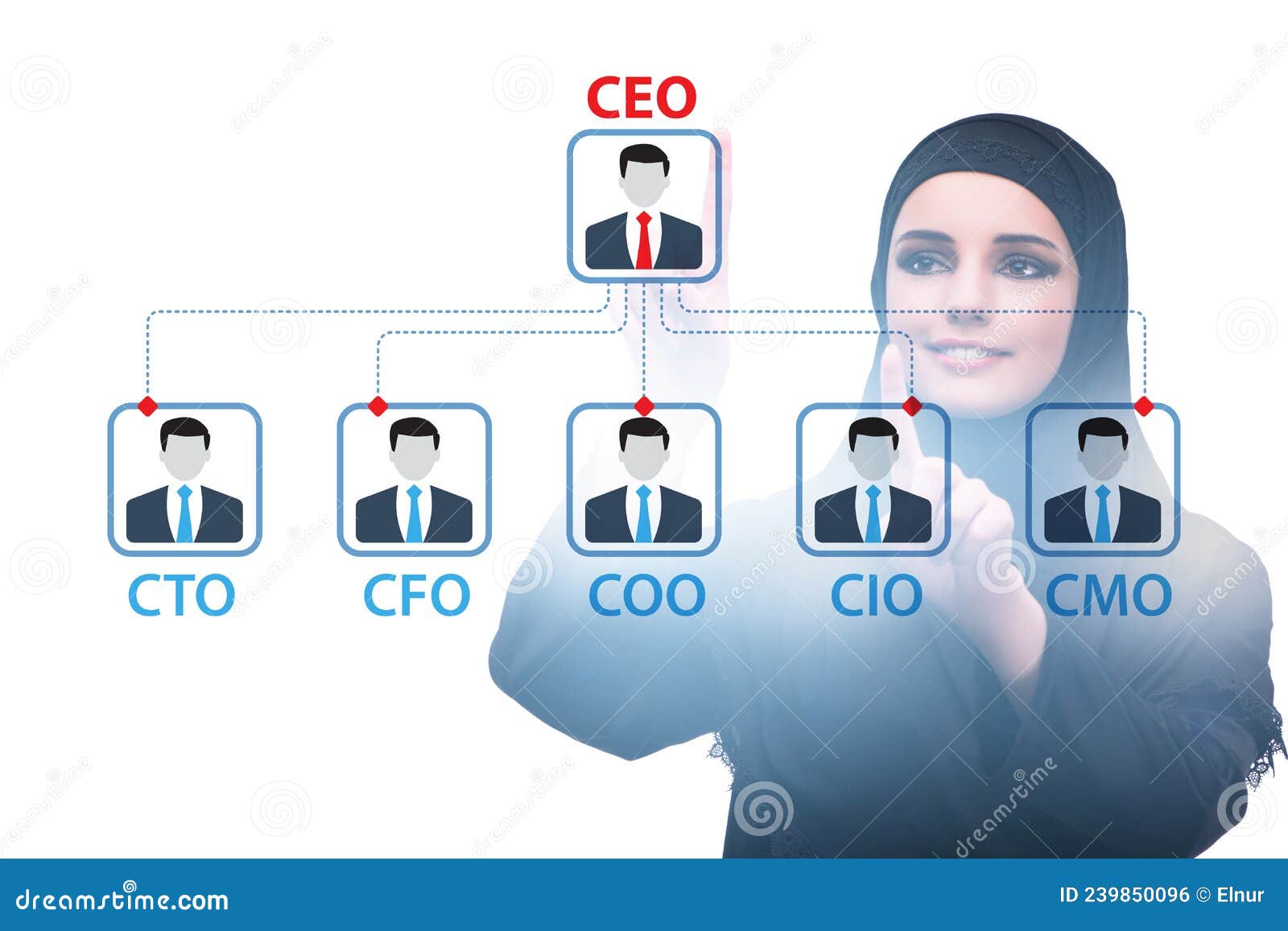 Businesswoman in the Organisation Chart Concept Stock Illustration ...