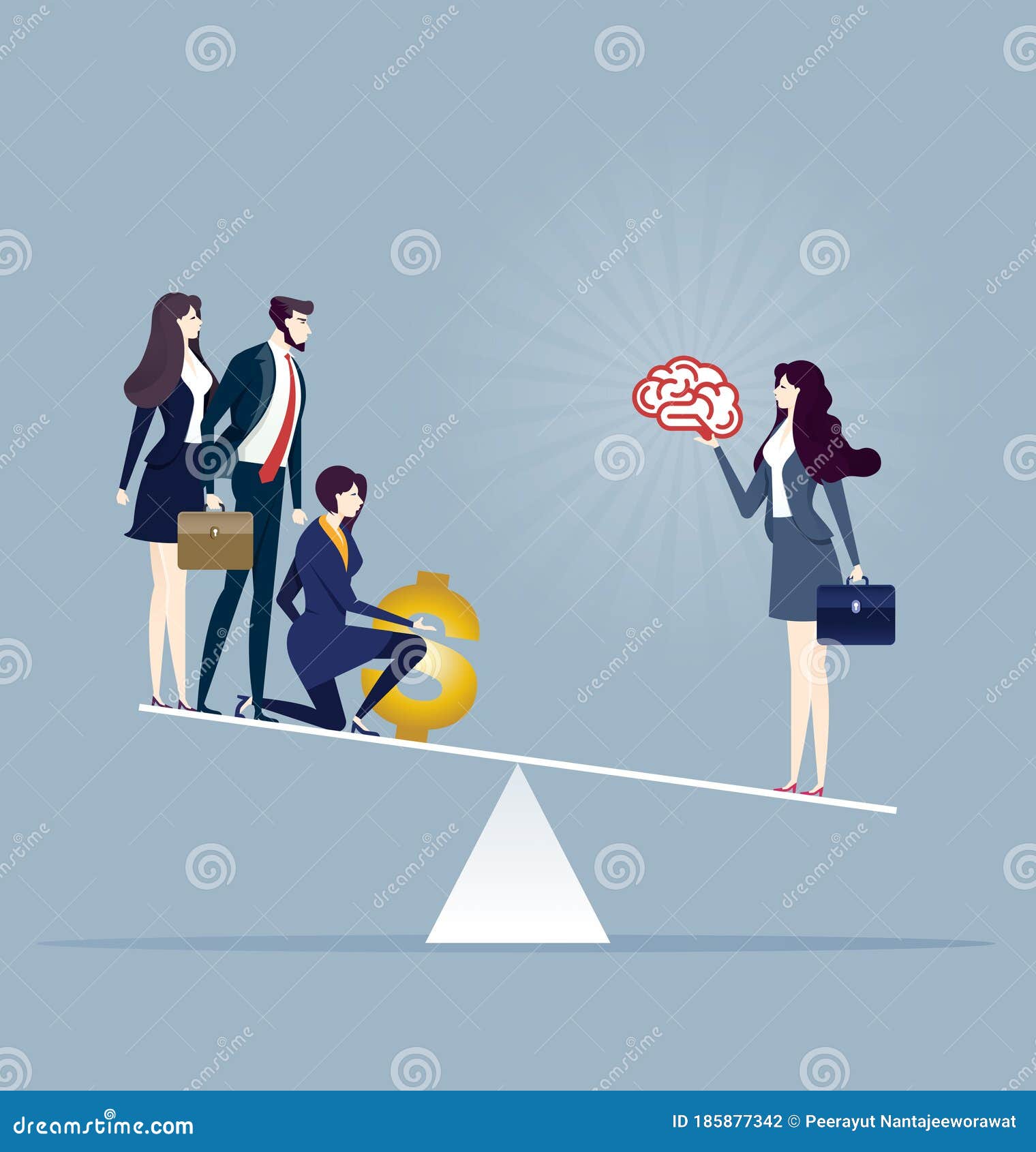 Businesswoman Outweighing a Small Group - Comparative Advantage Concept ...