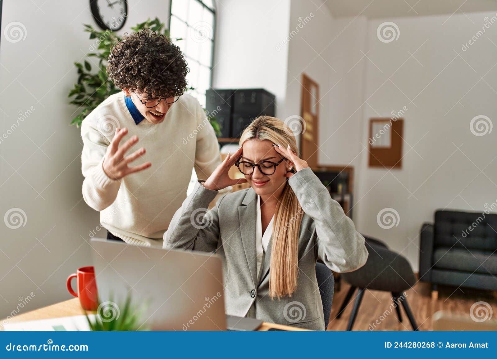 Businesswoman Overworked and Stressed of Her Boss at the Office Stock ...