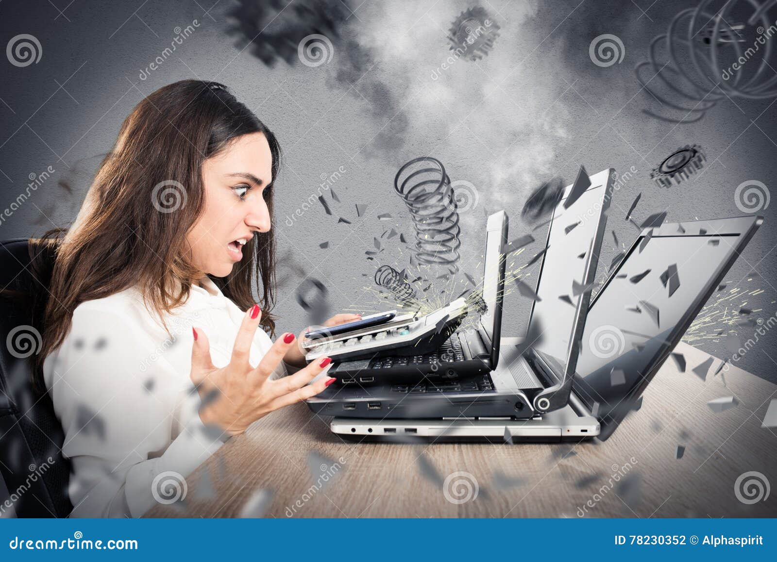 Businesswoman Overworked Worn Computers Stock Photo - Image of ...