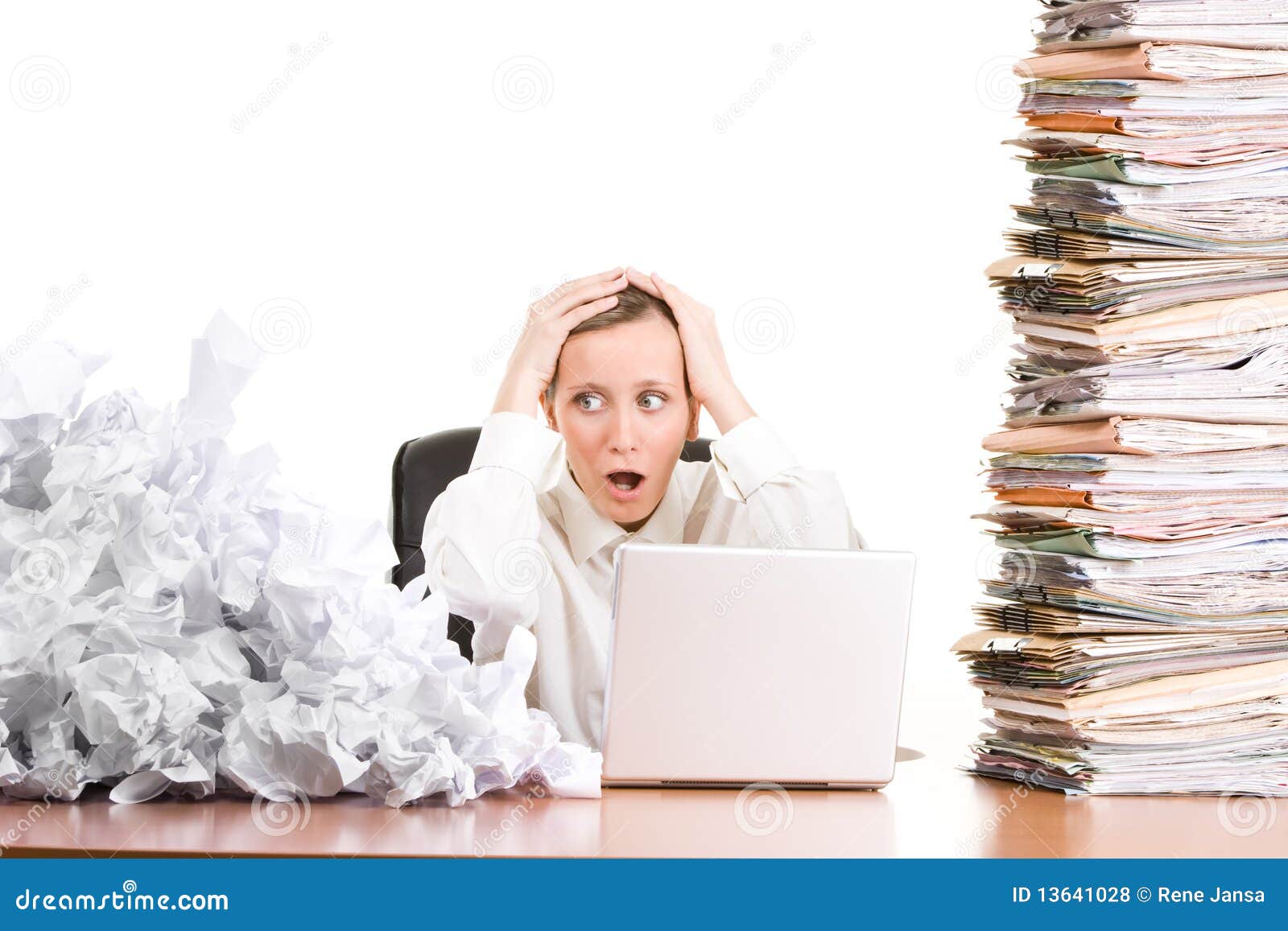 Businesswoman with Paperwork Stock Photo - Image of wadded, desk: 13641028