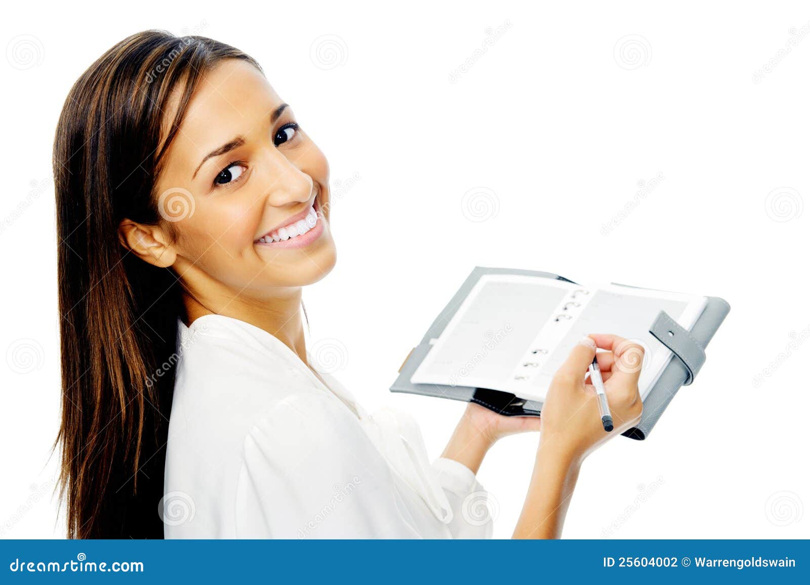 Businesswoman with Personal Organizer Stock Photo - Image of isolated ...