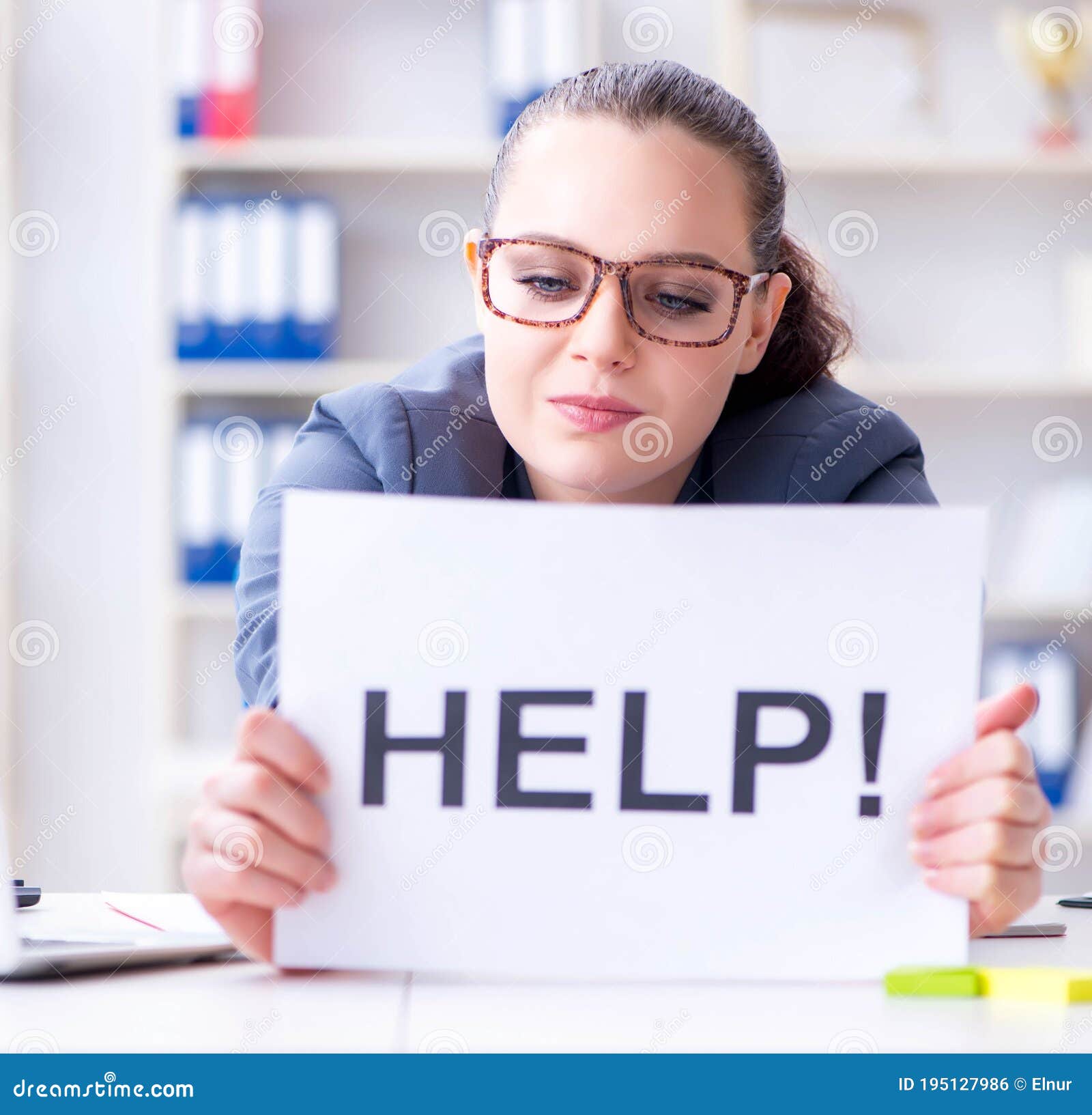 The Businesswoman Pleading for Help in Office Stock Photo - Image of ...