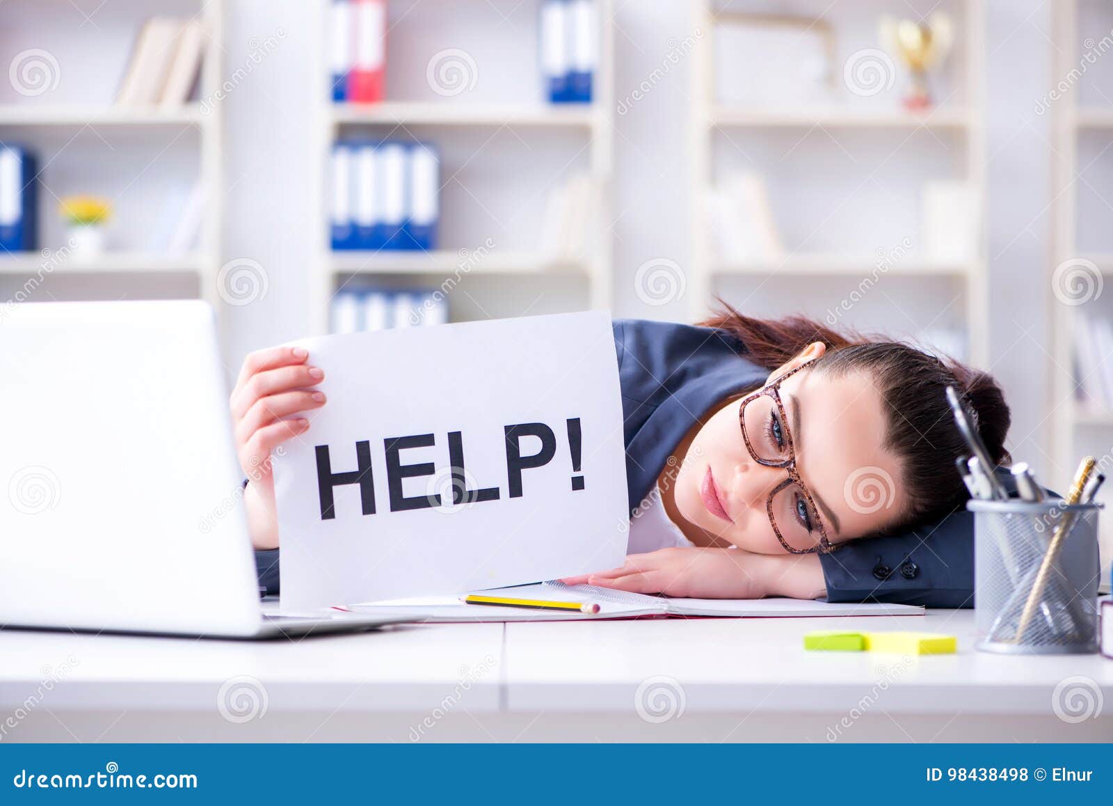 The Businesswoman Pleading for Help in Office Stock Photo - Image of ...