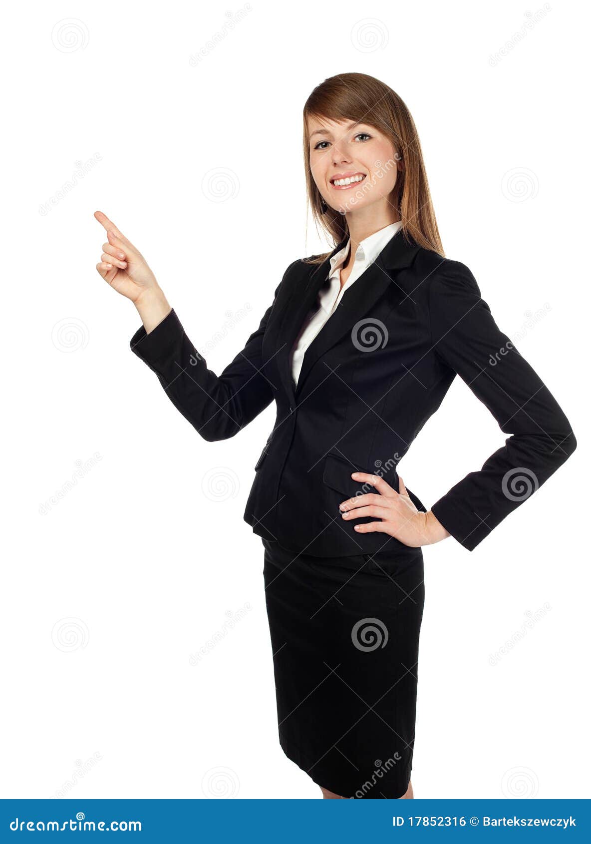 Businesswoman Pointing A Blackboard Bar Chart Royalty-Free Stock ...