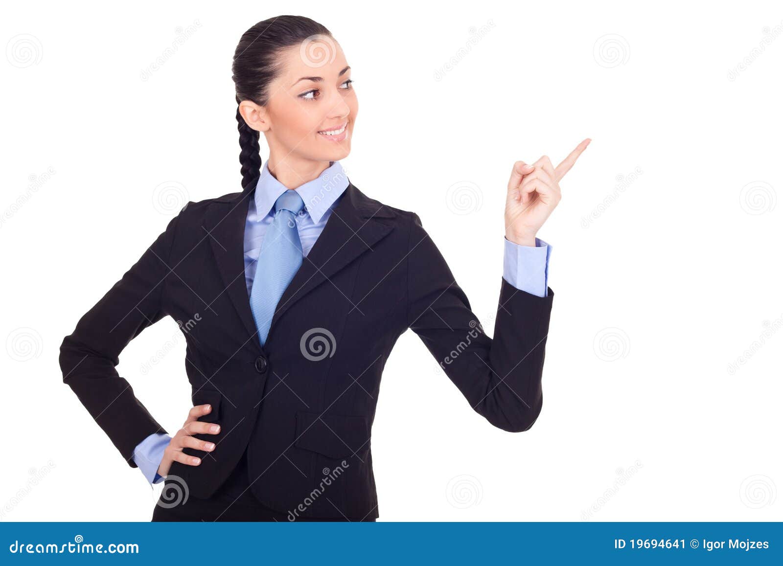 Businesswoman Pointing in Advertising Stock Image - Image of adult ...