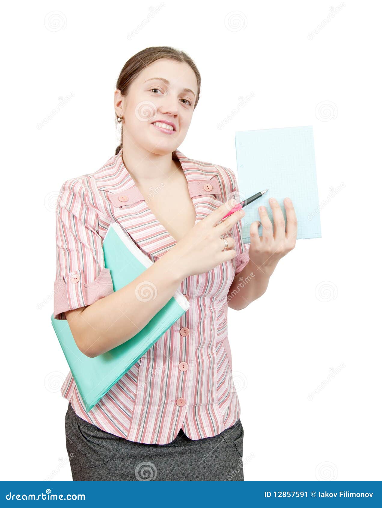 Businesswoman Pointing on Empty Posters Stock Image - Image of manager ...