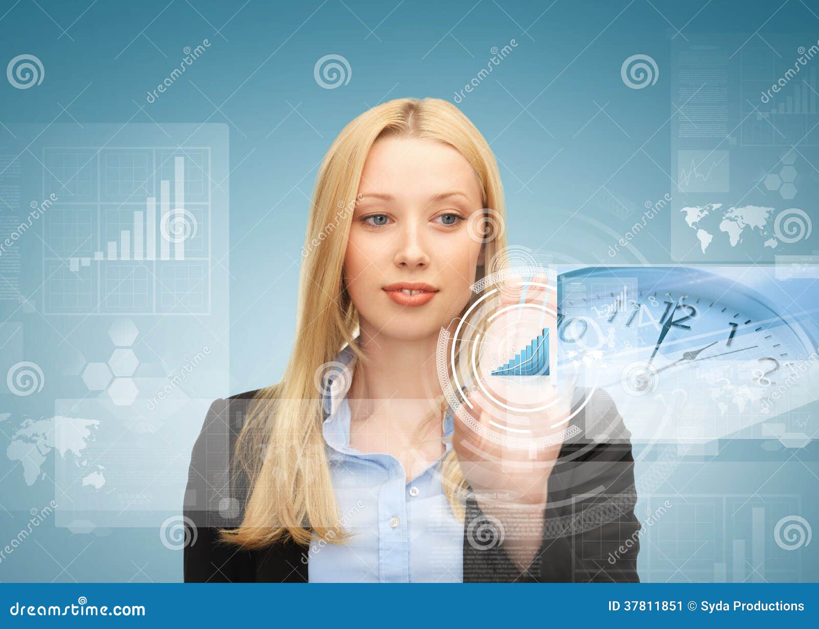 Businesswoman Pointing at Graph Stock Image - Image of late, modern ...