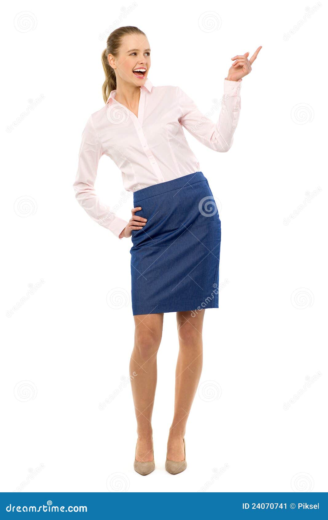 Businesswoman pointing up stock image. Image of successful - 24070741