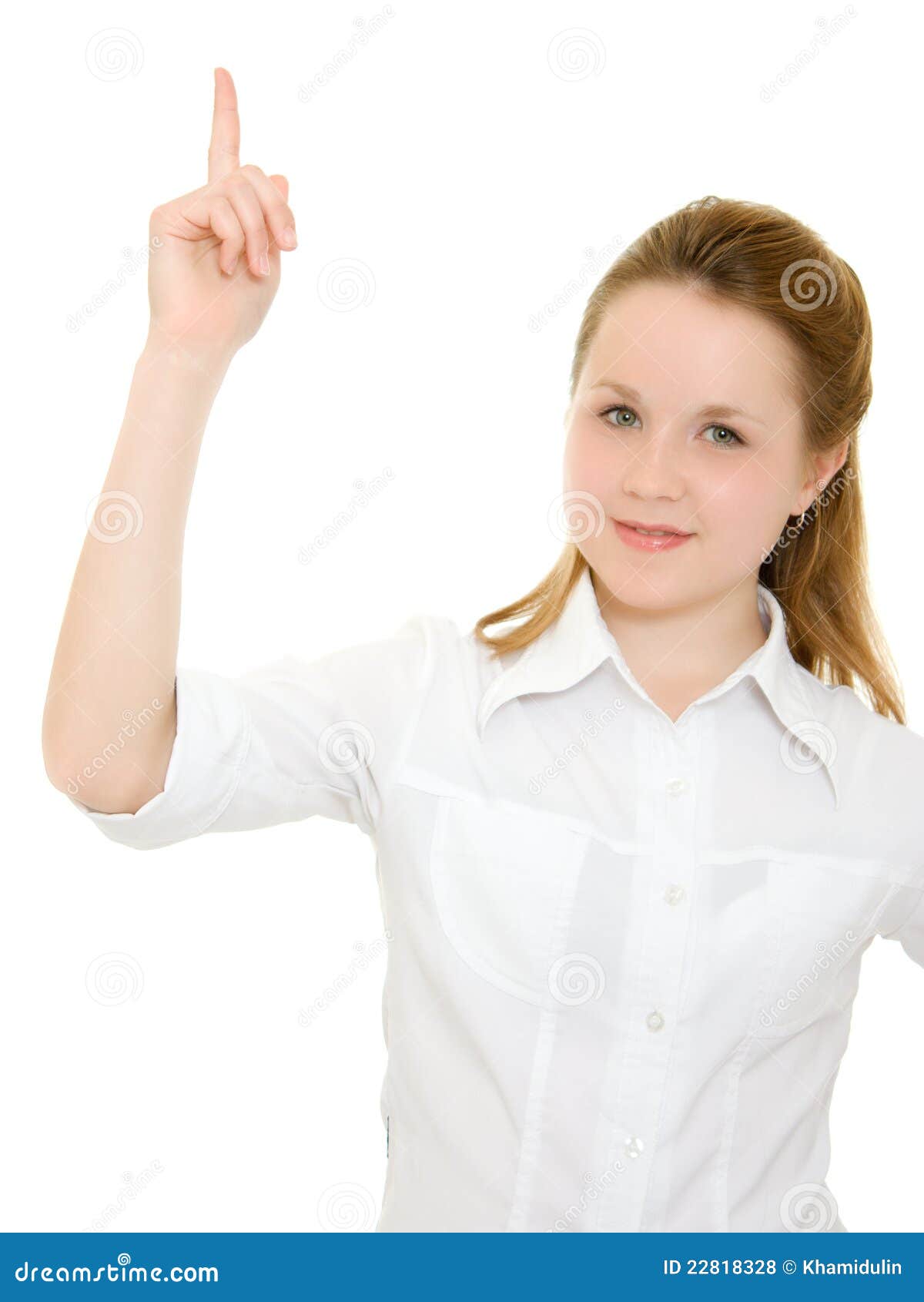 Businesswoman Points His Finger Upward Stock Photo - Image of attitude ...