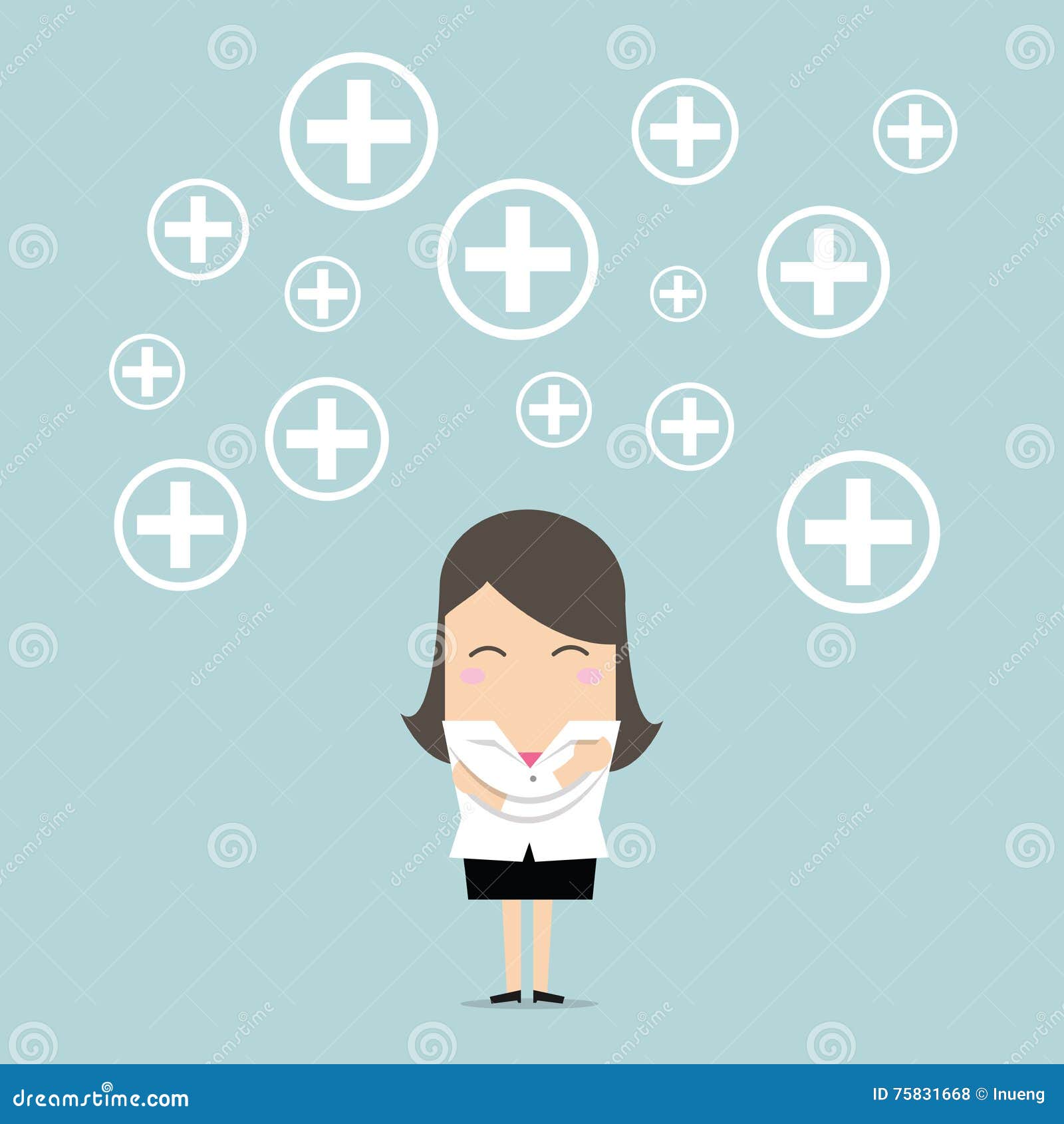 Businesswoman Positive Thinking. Vector Stock Vector - Illustration of ...