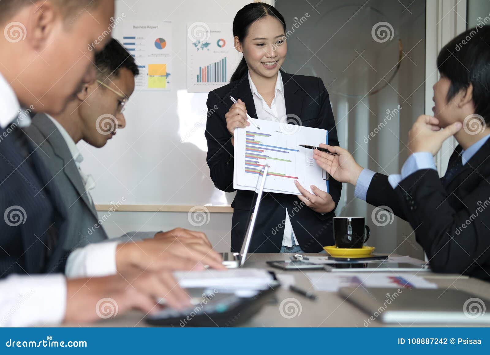 Businesswoman Present Financial Plan Report To Co Worker Team. W Stock ... Businesswoman Present Financial Plan Report To Co Worker Team. W Stock ...
