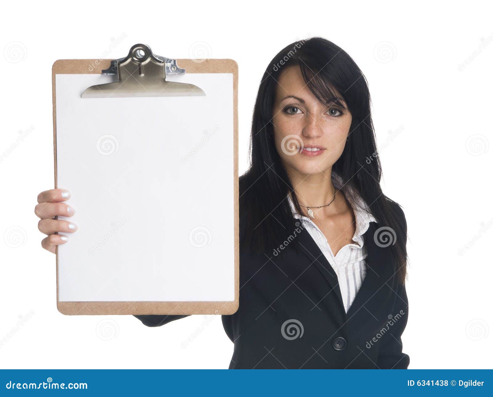 Businesswoman - Presenting Clipboard Stock Photo - Image of black ...