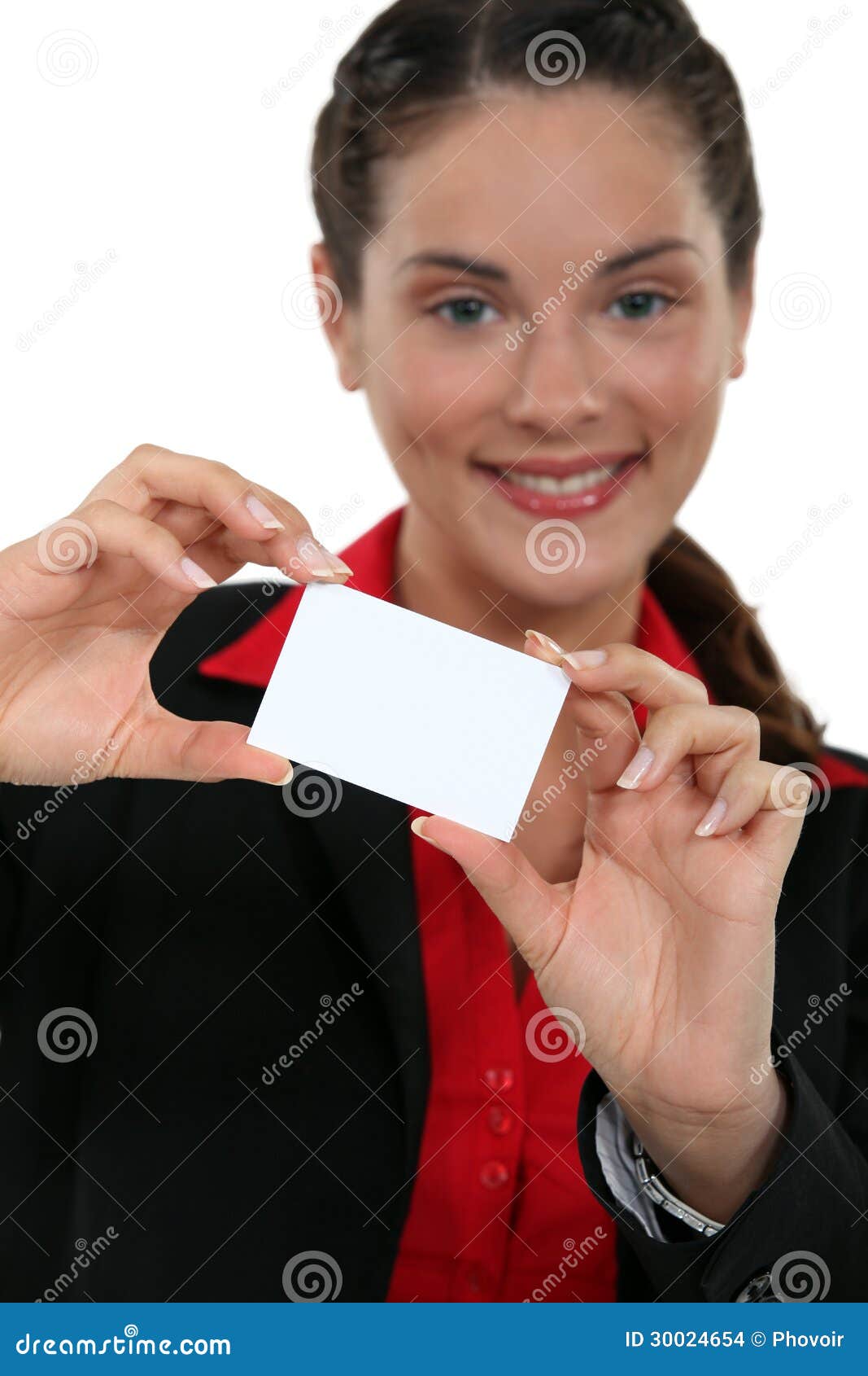Businesswoman Presenting Her Card. Stock Photo - Image of attractive ...