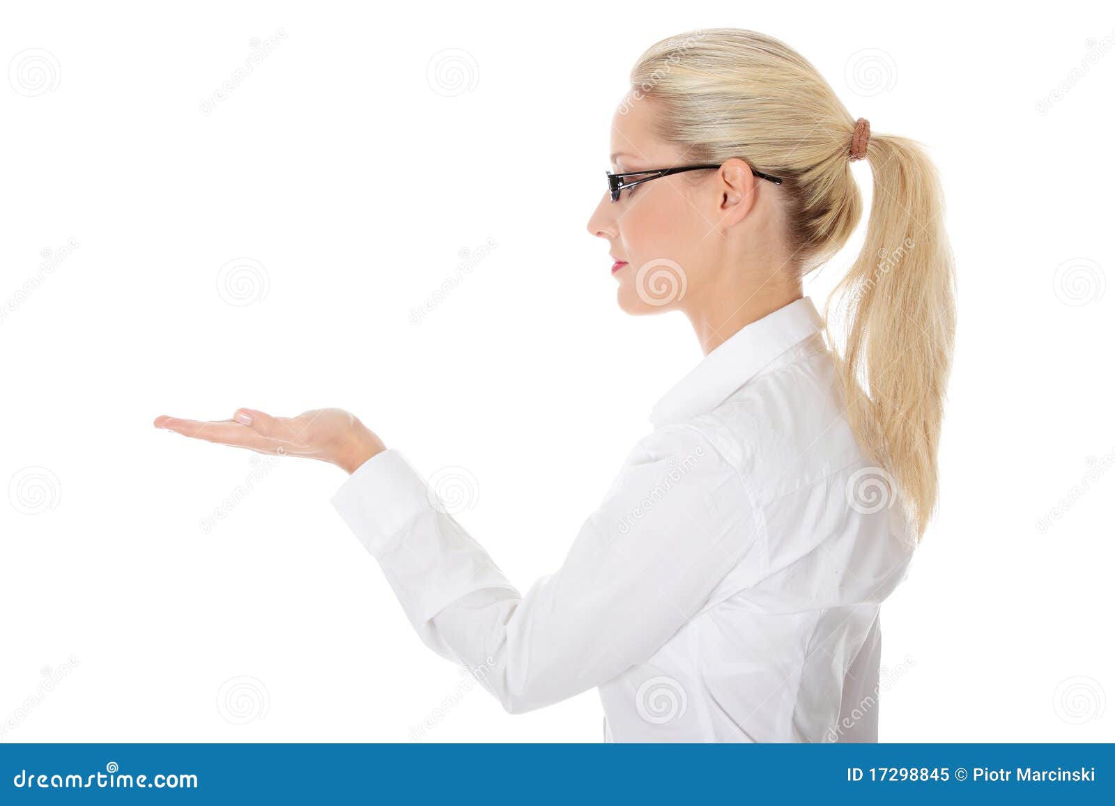 Businesswoman Presenting Something Stock Image - Image of beautiful ...