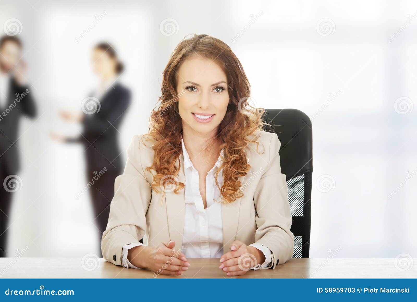 Businesswoman Presenting Something in Hands. Stock Image - Image of ...