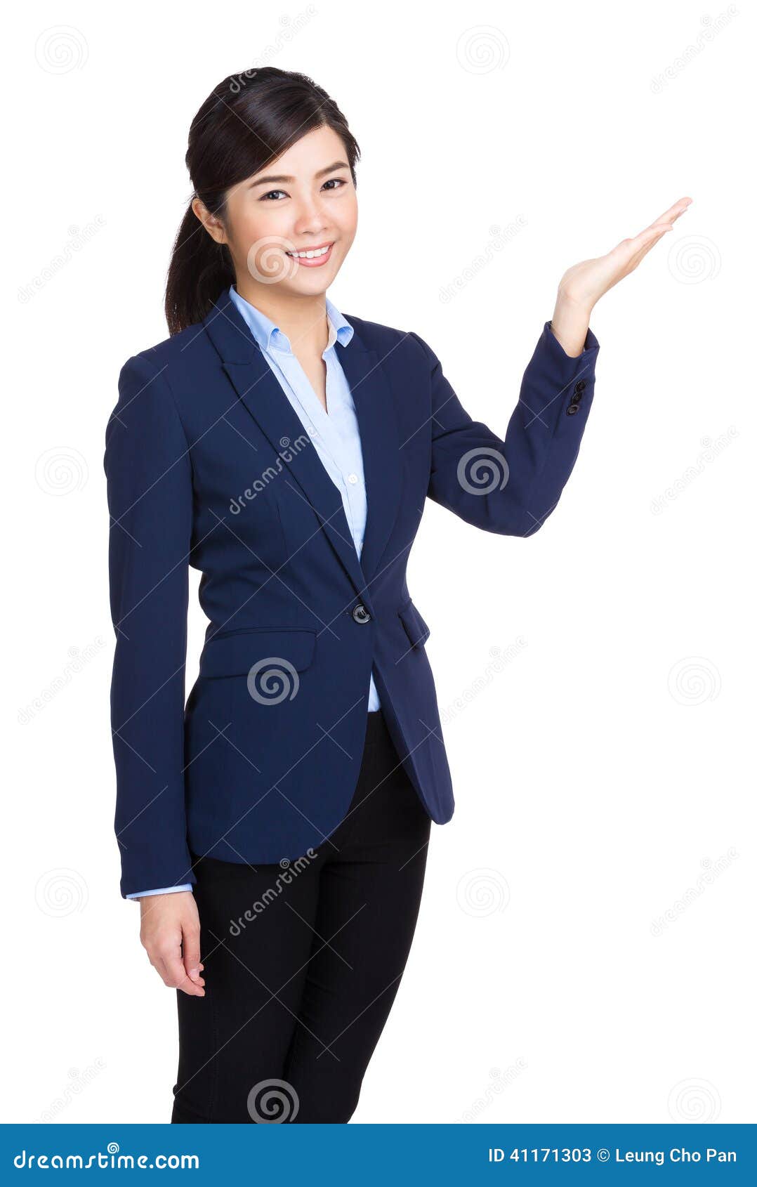Businesswoman Presenting Something Stock Image - Image of hold ...