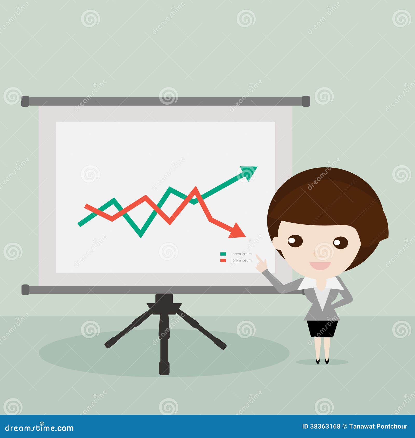 Businesswoman Presenting Stock Graph Stock Illustrations – 100 ...