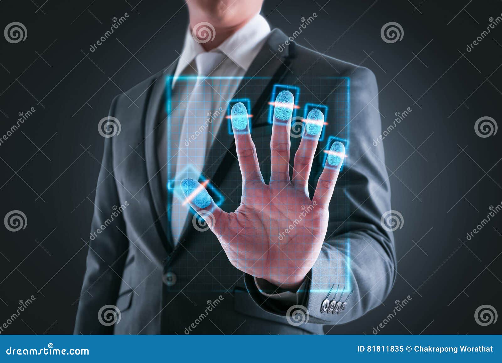 Businesswoman Pressing Scan Bar Code High Technology. Stock Image ...