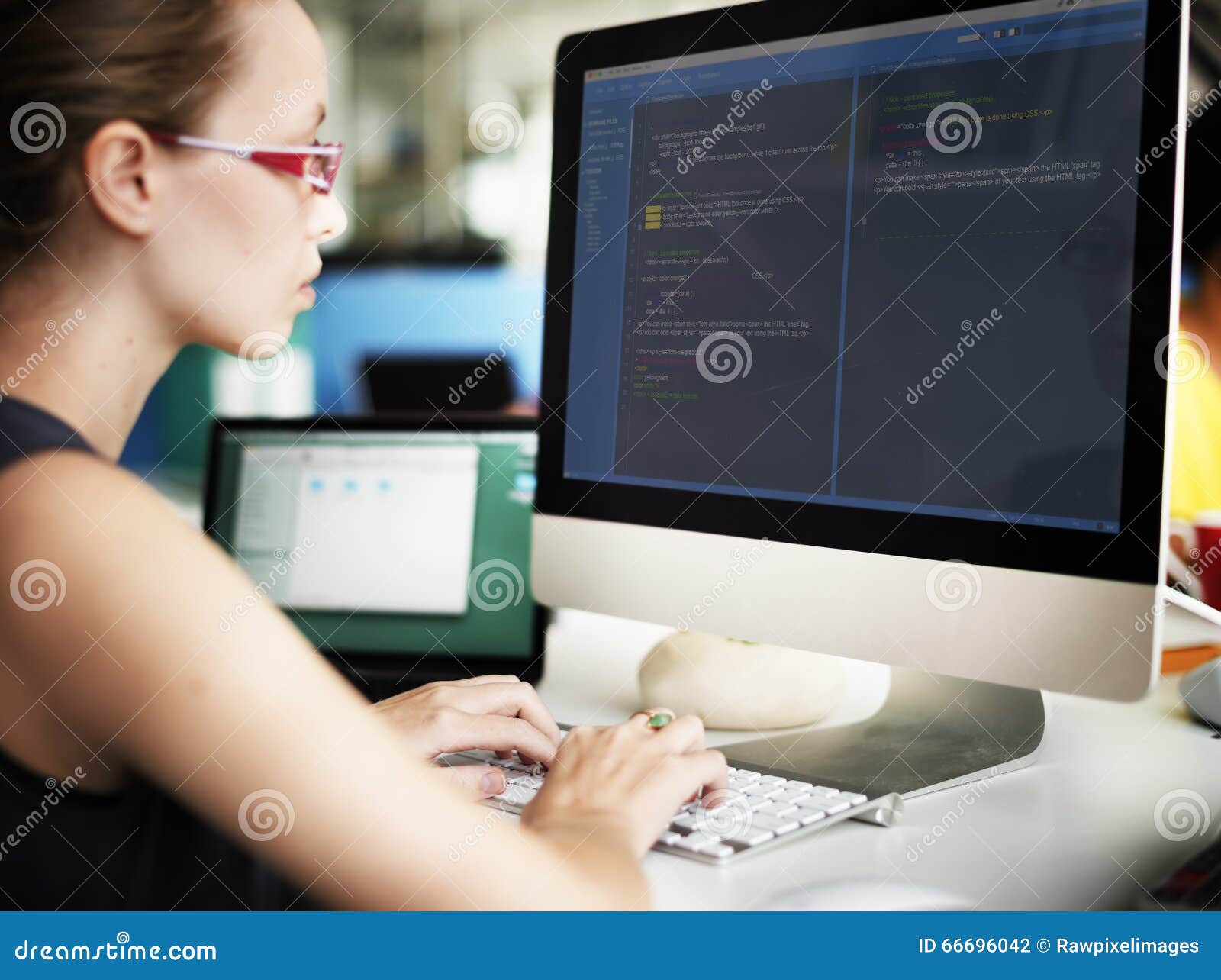 Businesswoman Programmer Working Busy Software Concept Stock Photo ...