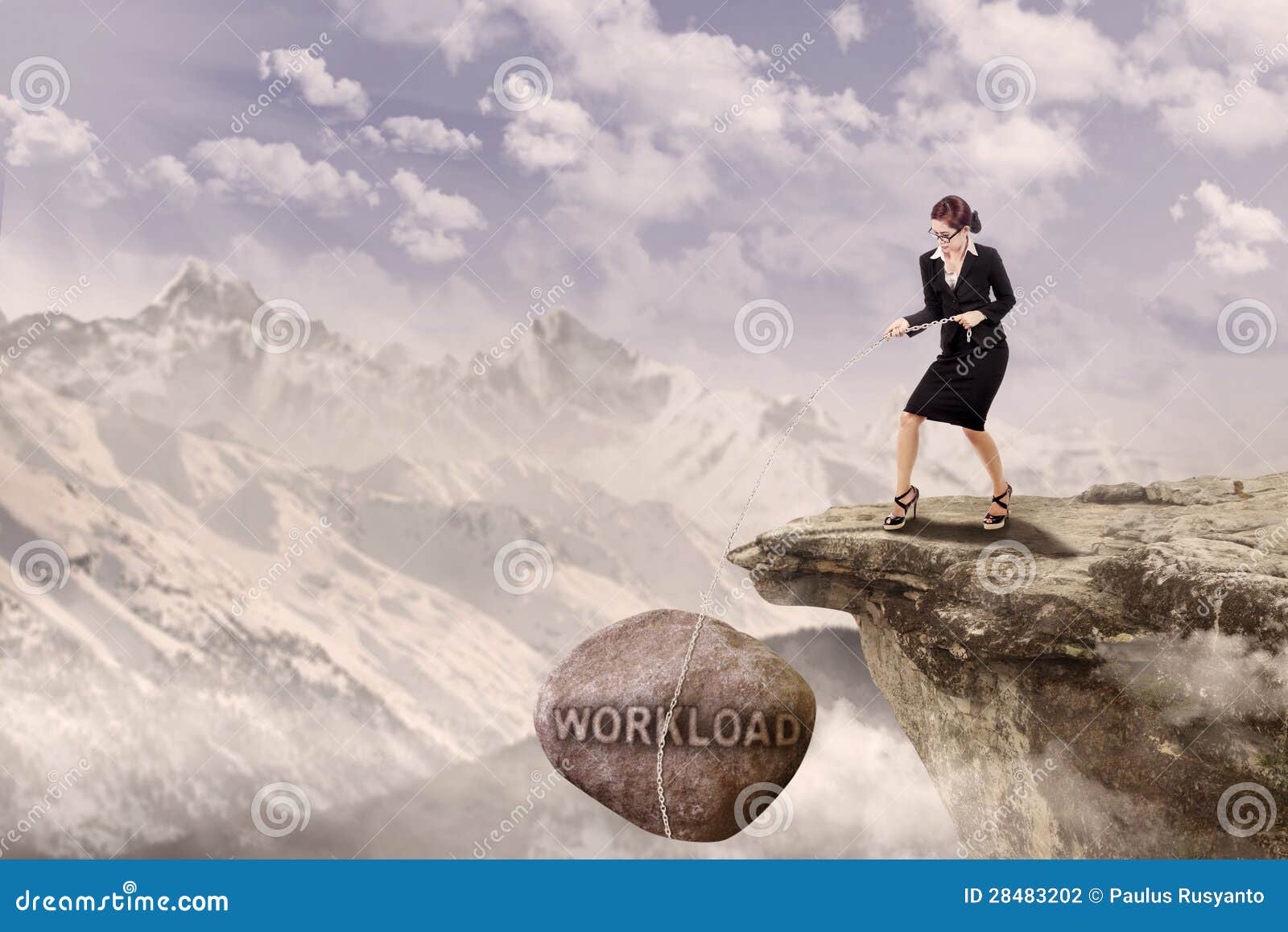 Business Woman Pulling Rock Stock Photos - Free & Royalty-Free Stock ...