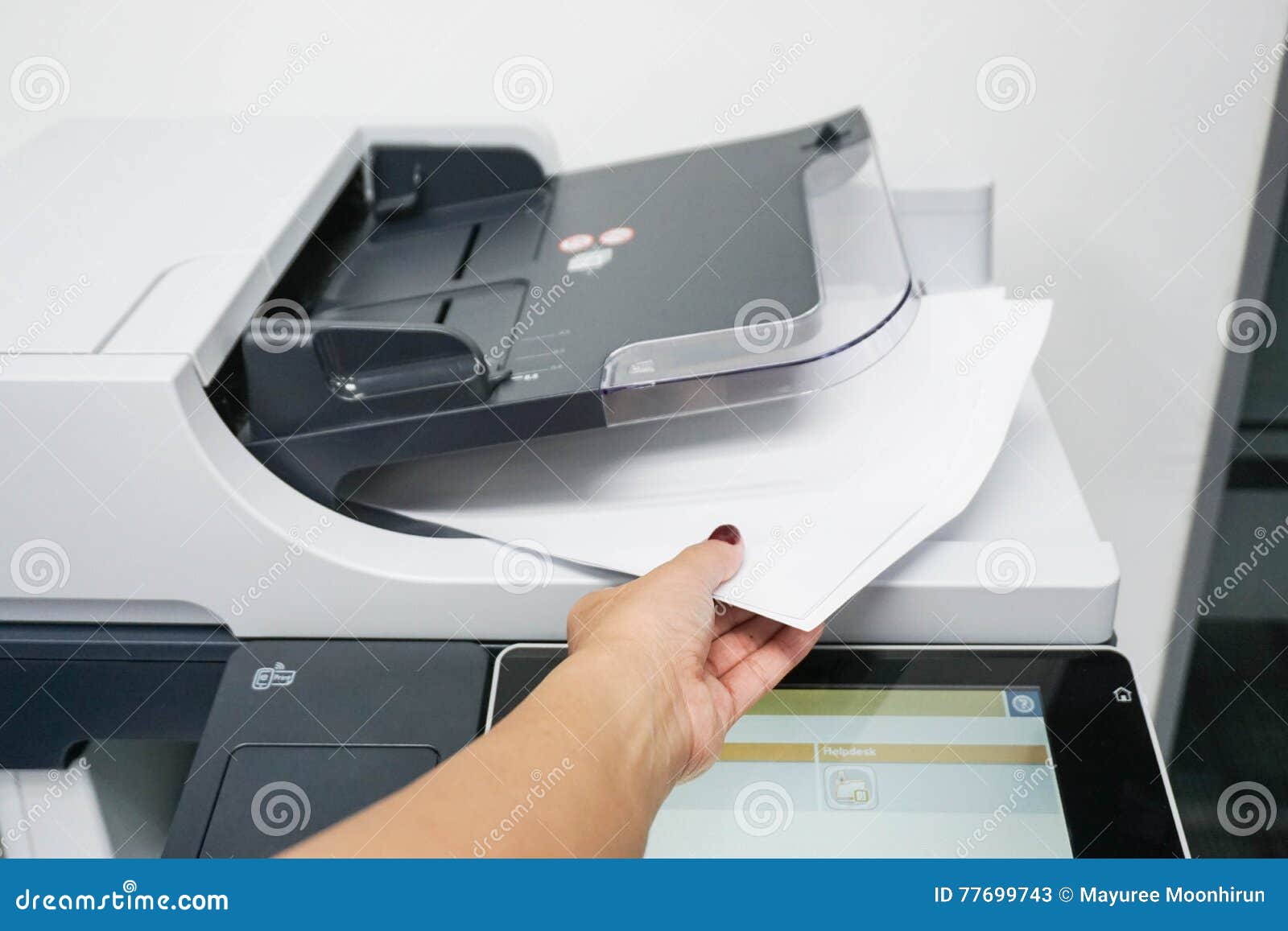 Businesswoman Pull Paper from the Printer Stock Image - Image of person ...