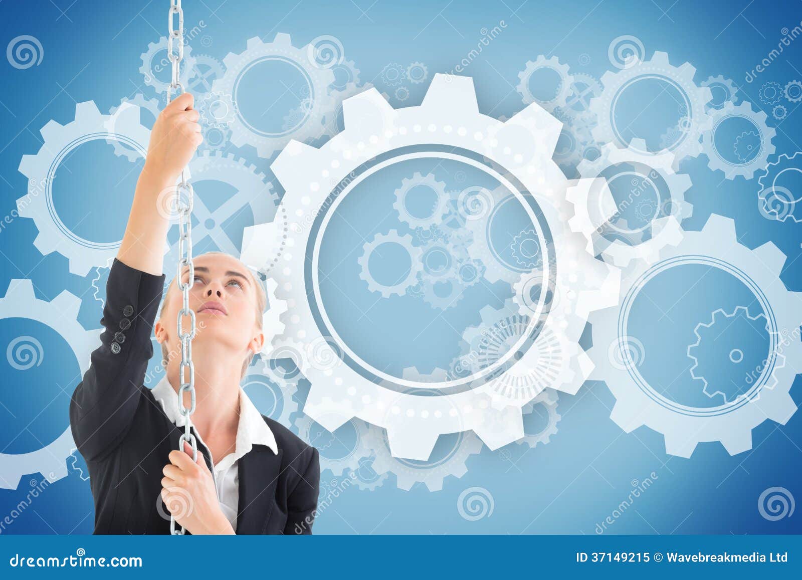 Businesswoman Pulling a Chain Stock Image - Image of classy, generated ...