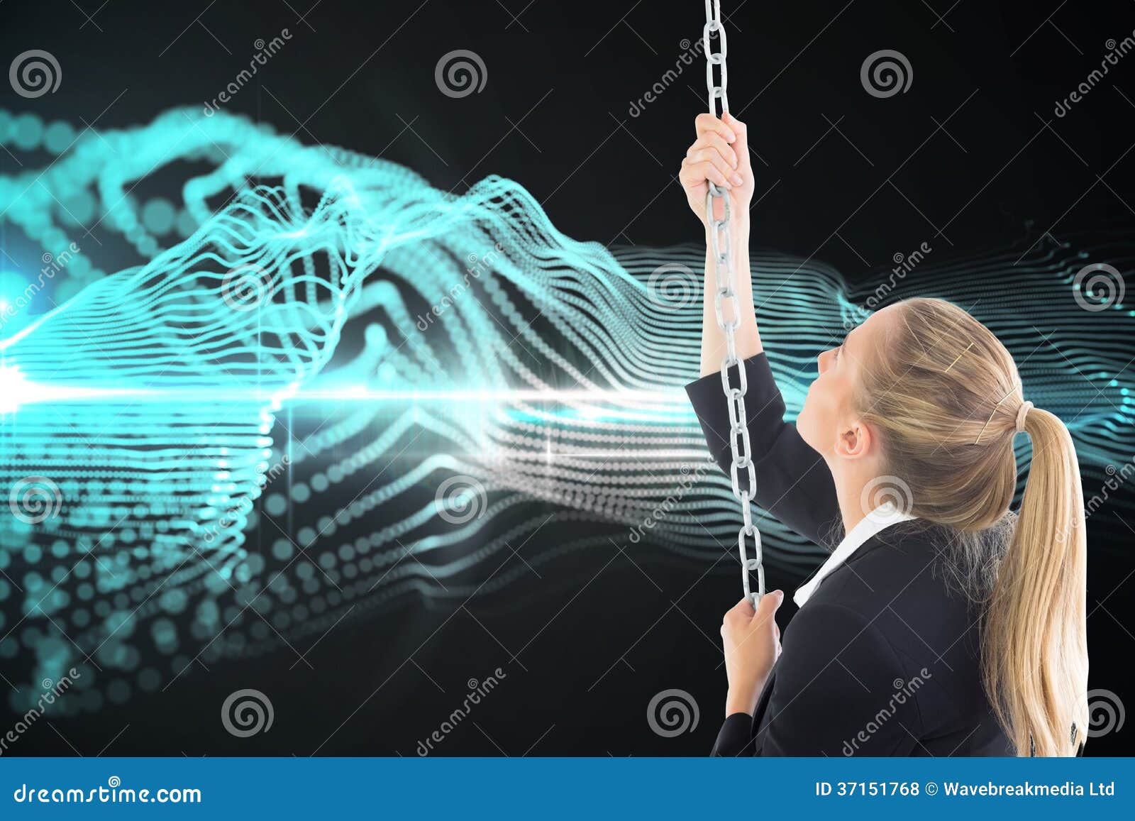 Businesswoman Pulling a Chain Stock Photo - Image of swirl, suit: 37151768