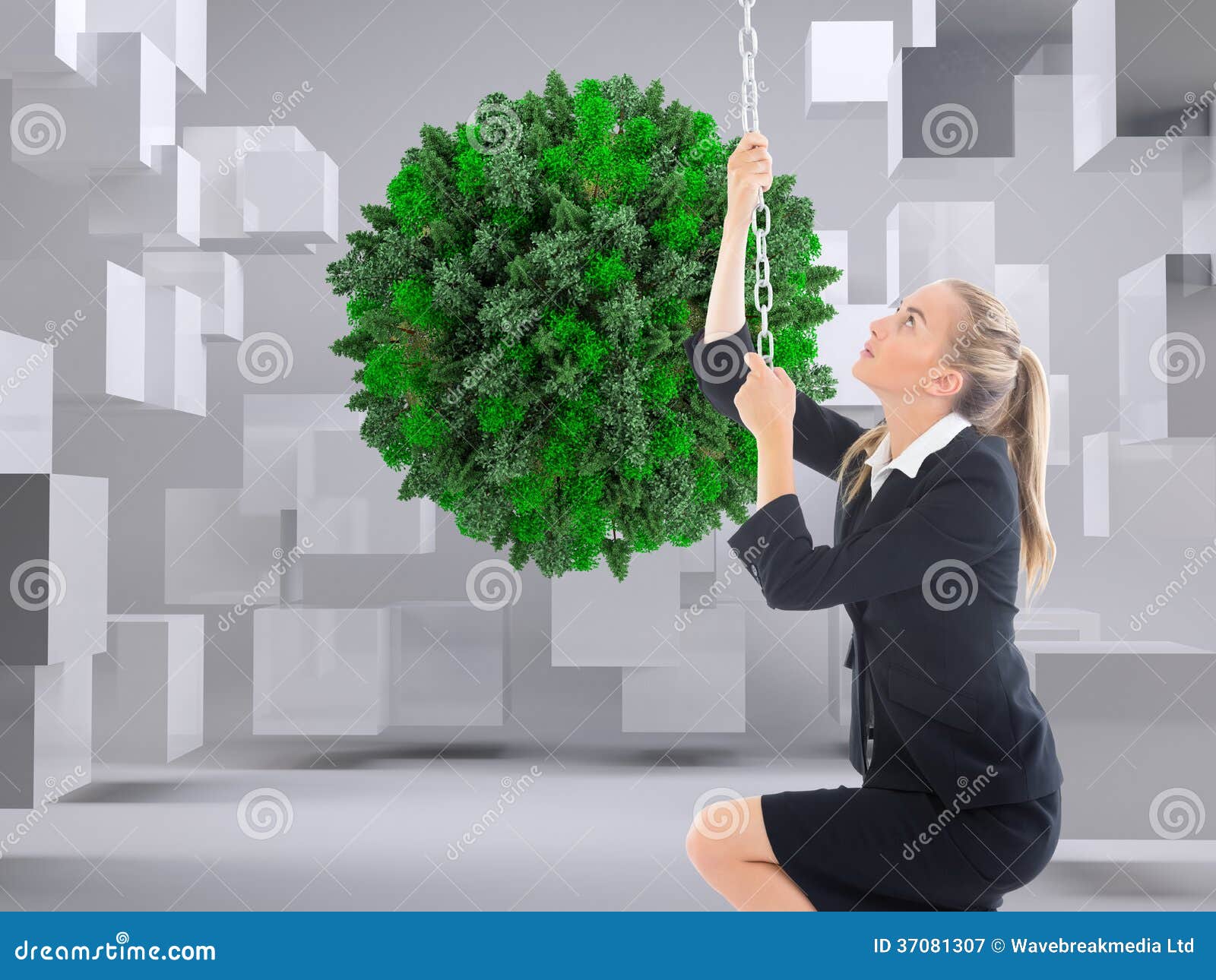 Businesswoman Pulling a Chain Stock Image - Image of elegant, classy ...