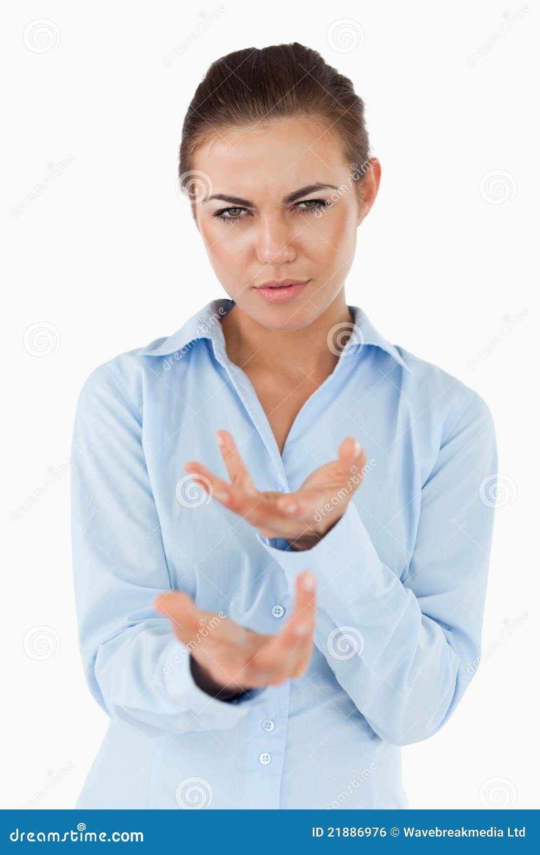 Businesswoman Pulling Something Towards Her Stock Photo - Image of ...