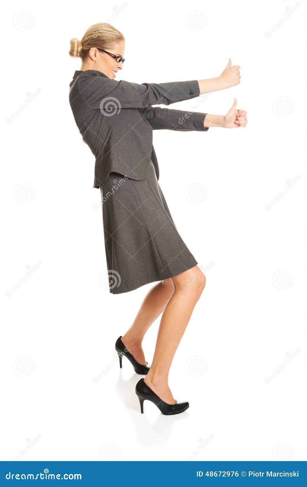 Businesswoman Pulling a Stick Stock Photo - Image of executive, power ...