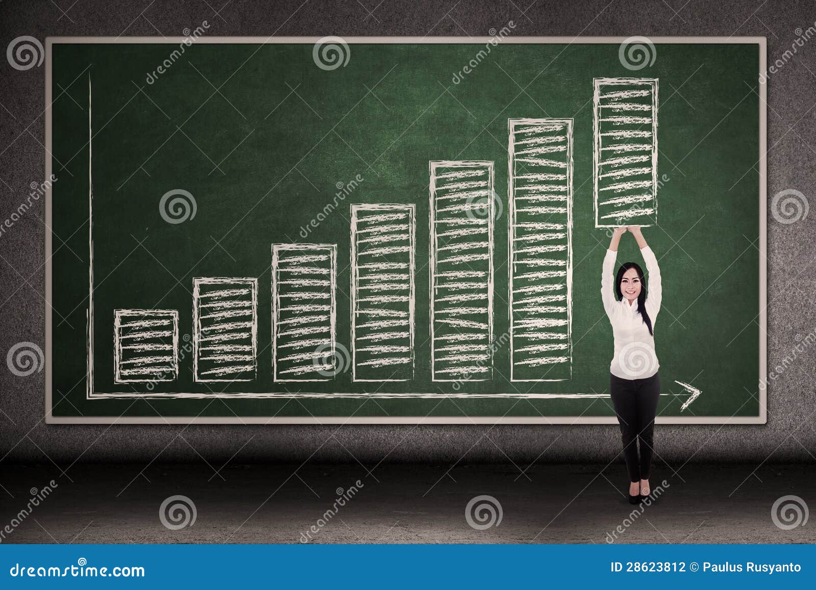 Businesswoman push profit stock photo. Image of black - 28623812