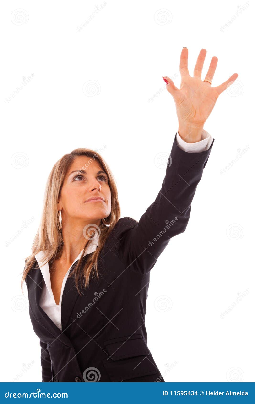 Businesswoman Reaching Something Stock Photo - Image of person ...