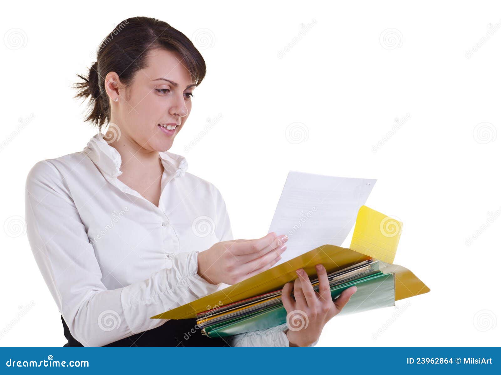 Businesswoman Reading a Document Stock Photo - Image of paper, fresh ...