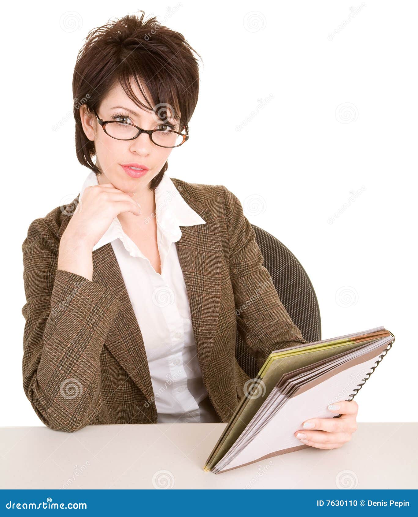 Businesswoman Reading Her Notes Stock Photo - Image of career ...