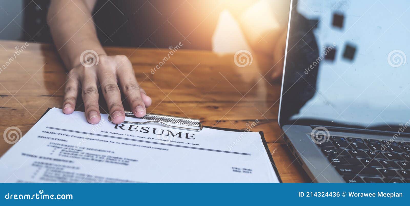 Businesswoman Reading Resume of Man on Document during an Interview ...