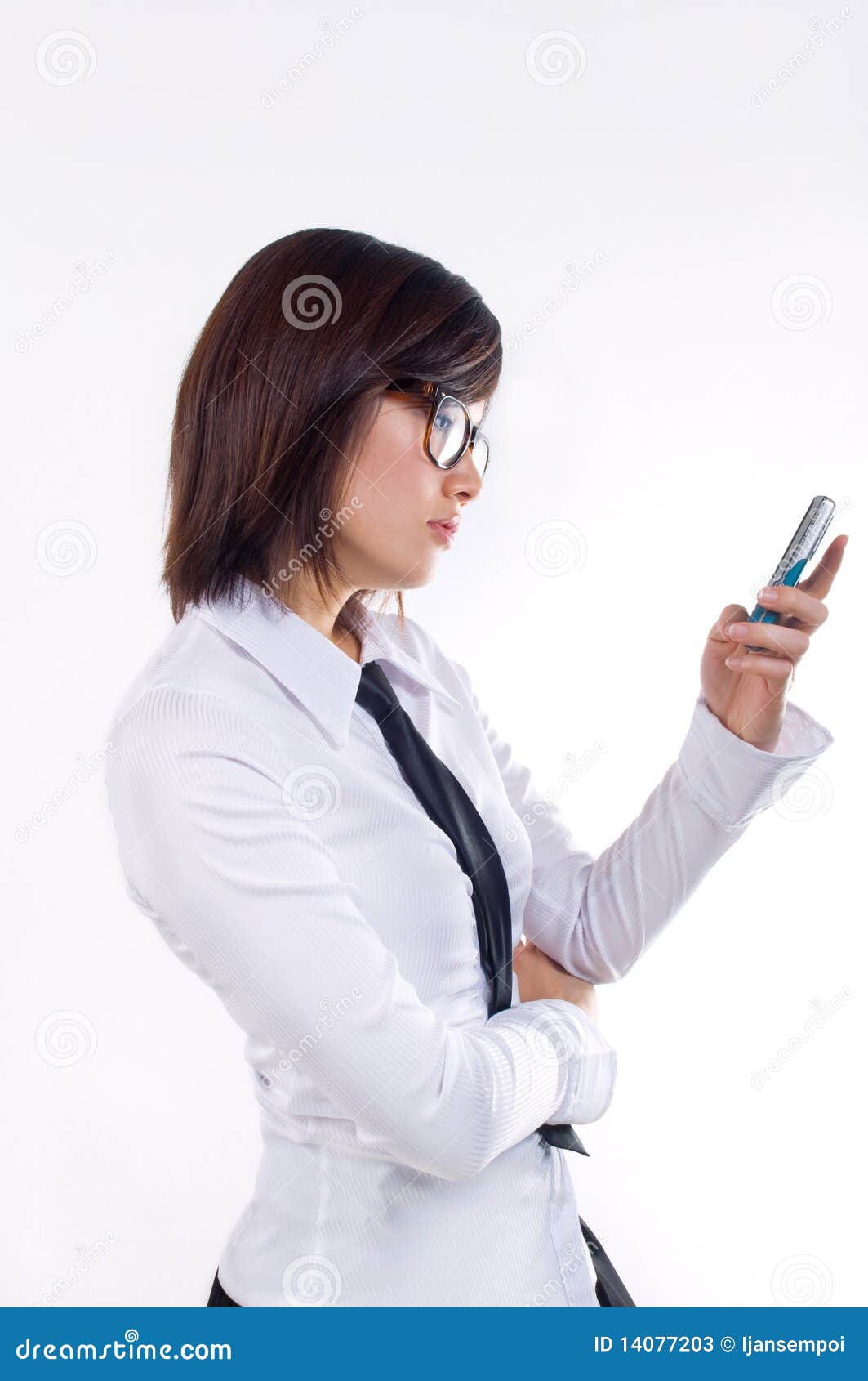 Businesswoman Reading Text Message Stock Image - Image of businesswoman ...