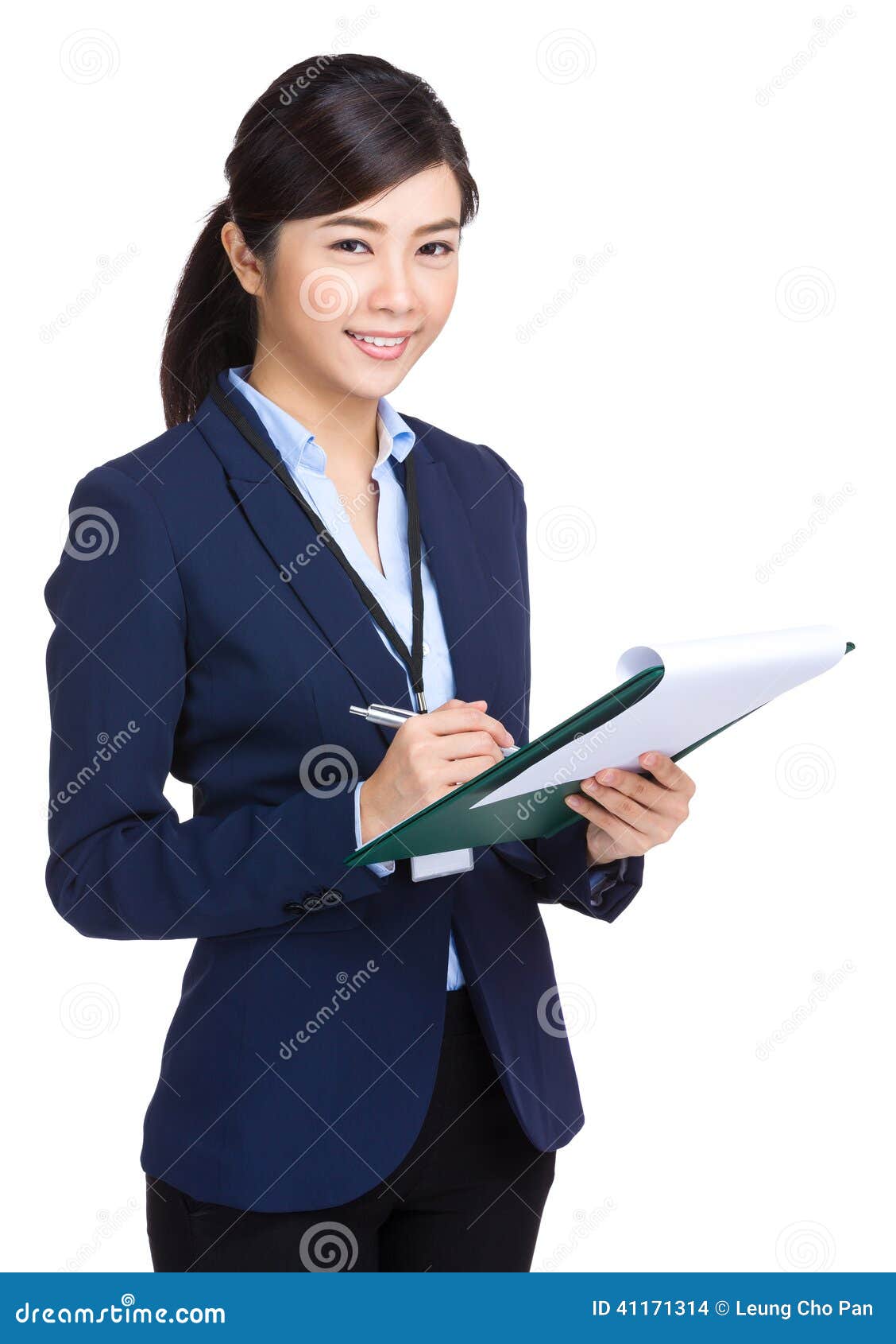 Businesswoman Record Something on Folder Stock Photo - Image of korean ...