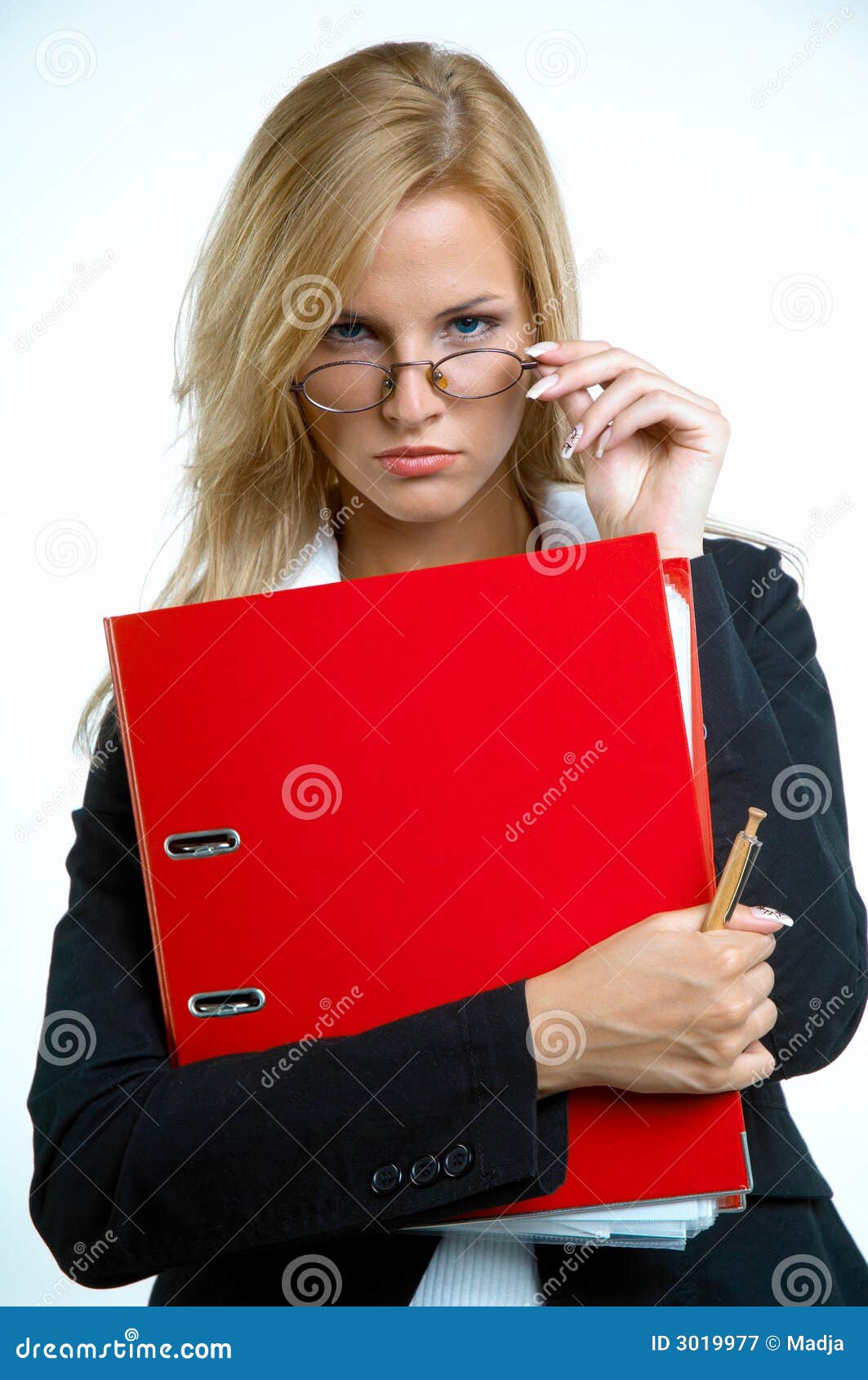 Businesswoman with Red Binder Stock Image - Image of study, assistant ...
