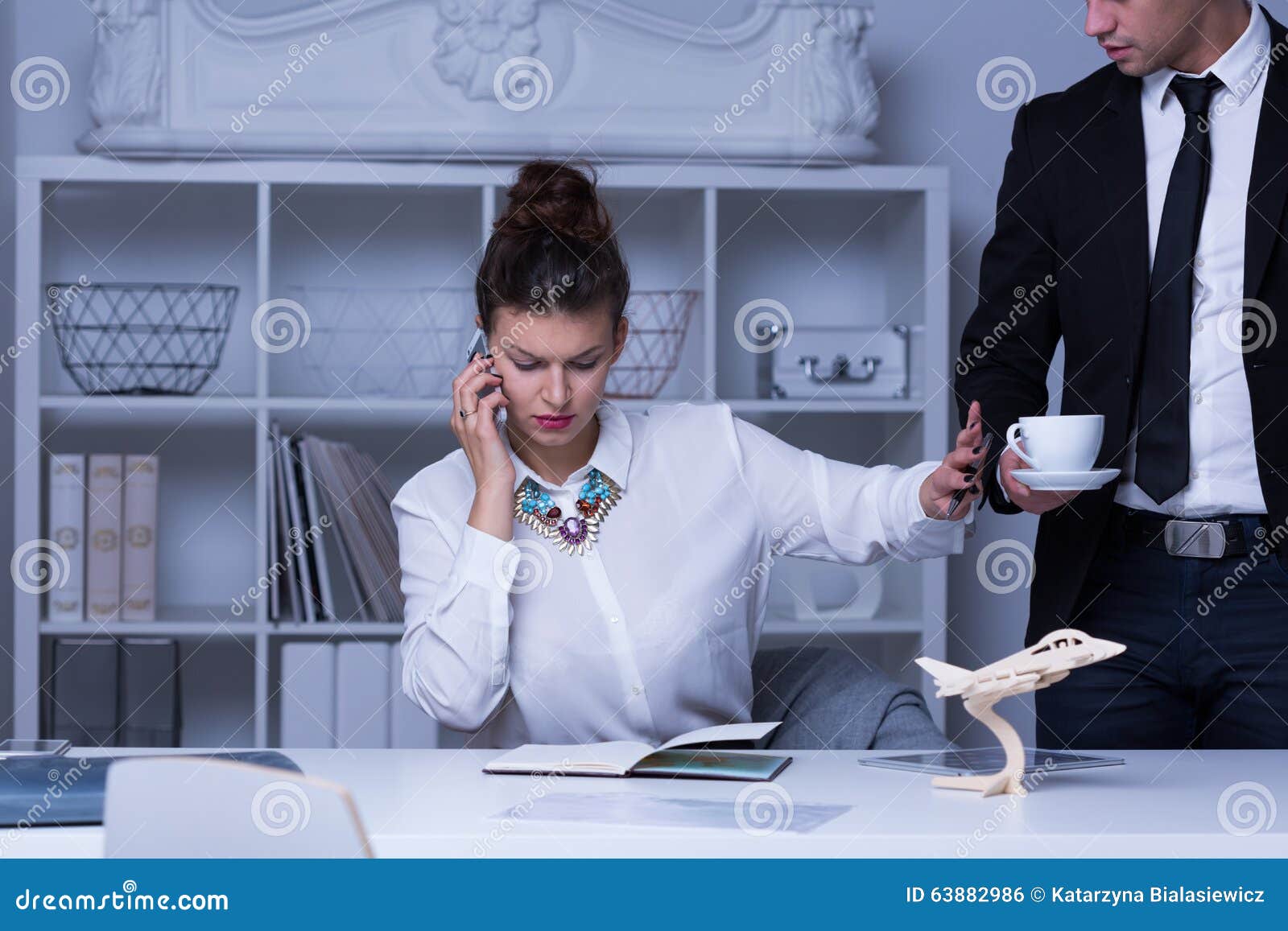 Businesswoman Refusing Coffee Cup Stock Photo - Image of phone, calling ...