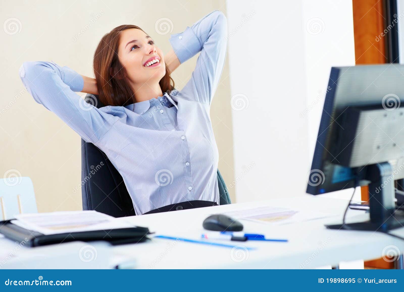 Businesswoman Relaxing in Office Stock Image - Image of hands ... Businesswoman Relaxing in Office Stock Image - Image of hands ...
