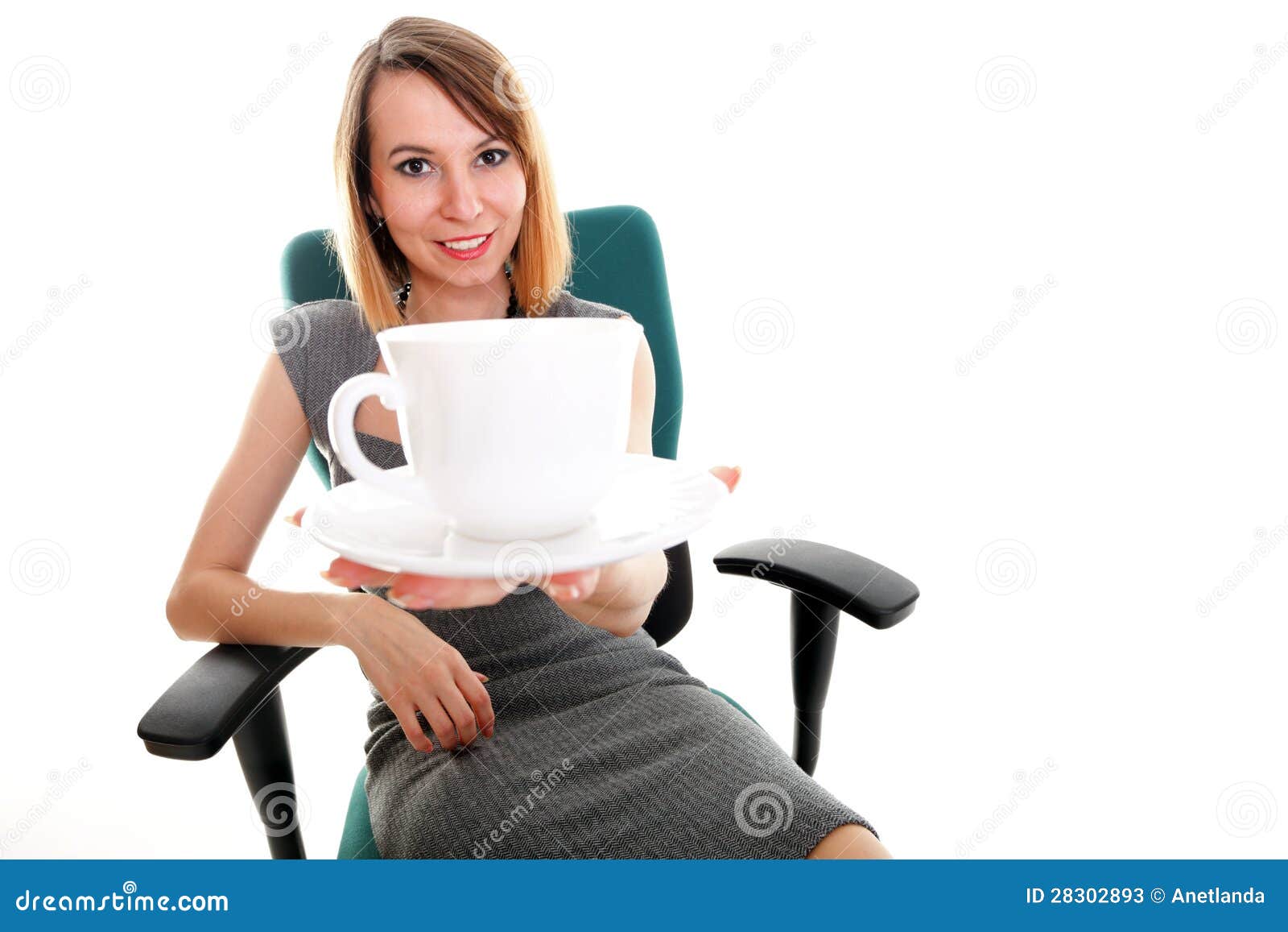 Businesswoman, Relaxing in Office Coffee Time Stock Image - Image of ...