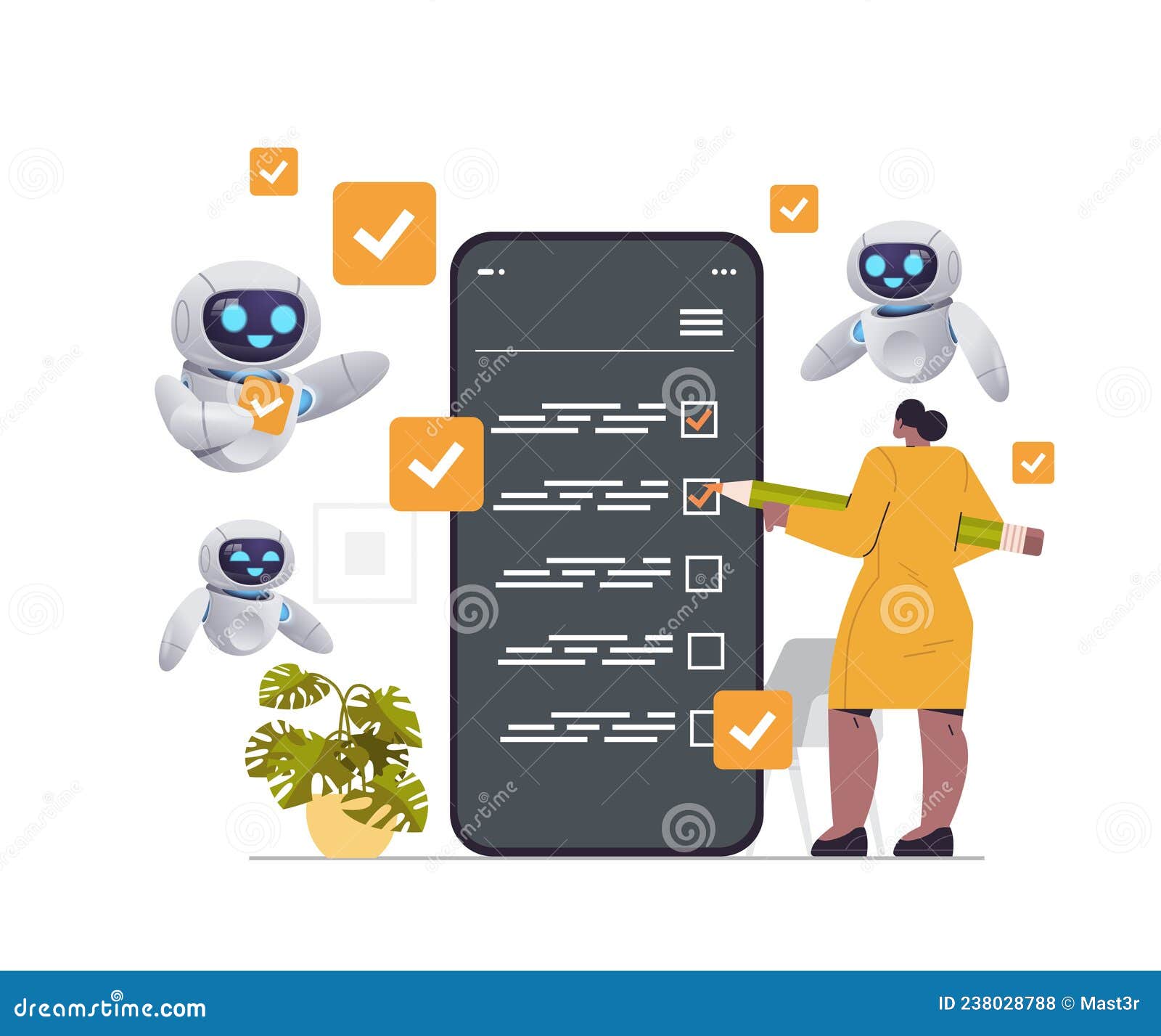 Businesswoman Complete Connection Of Gears. Automate Business Process ...