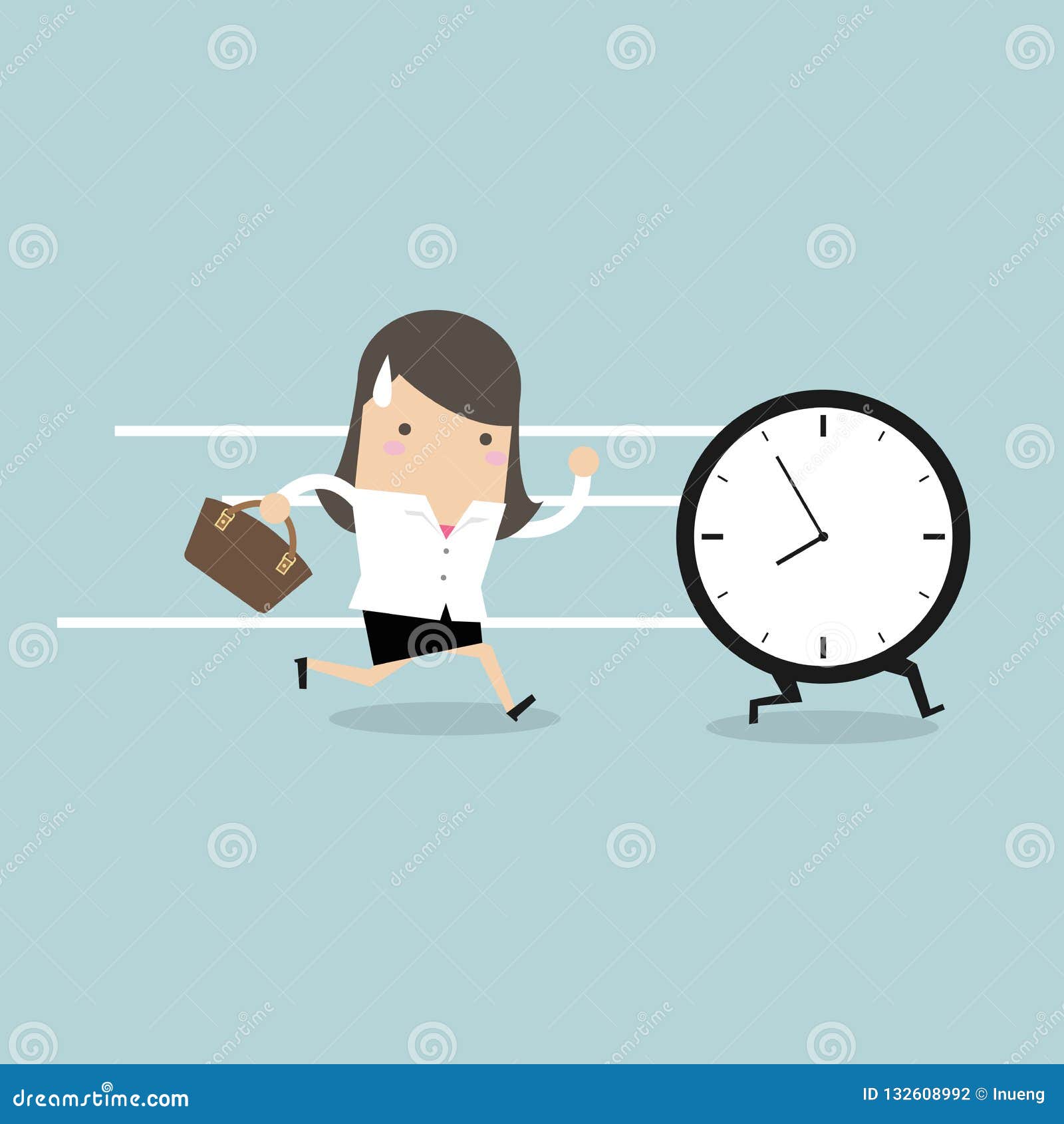 Businesswoman Run Follow the Clock. Stock Vector - Illustration of busy ...