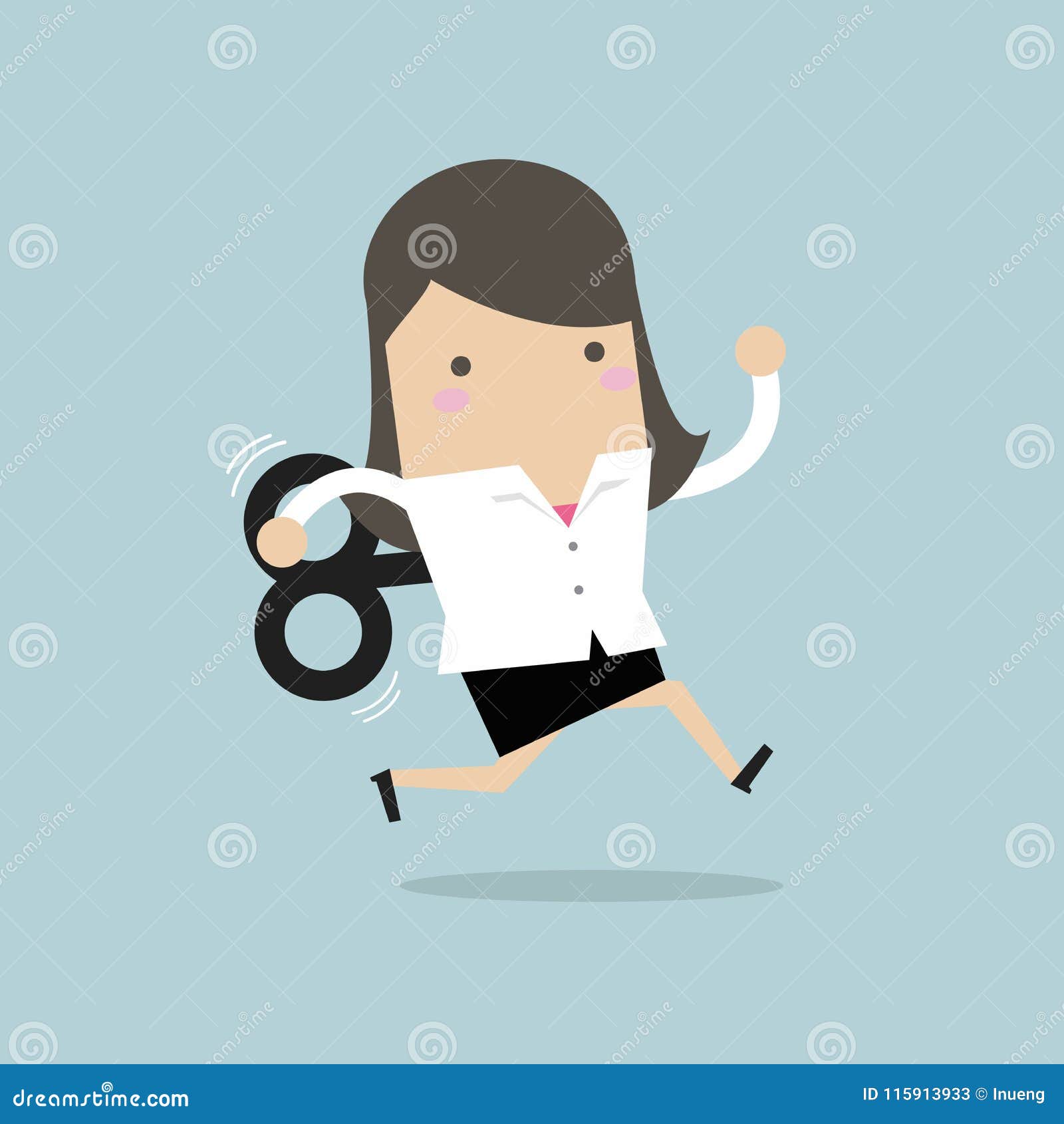 Businesswoman Running with Wind-up Key. Stock Vector - Illustration of ...
