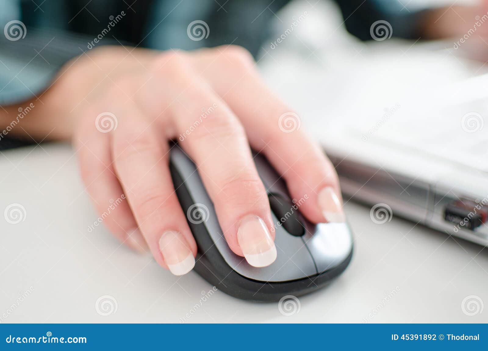 Businesswoman S Hand Holding a Computer Mouse Stock Photo - Image of ...