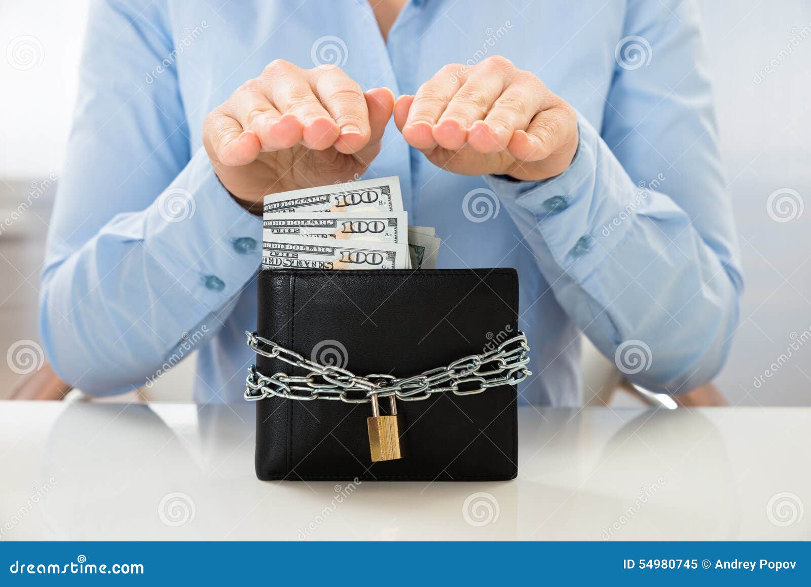Businesswoman Saving Banknote in Wallet with Lock Stock Image - Image ...