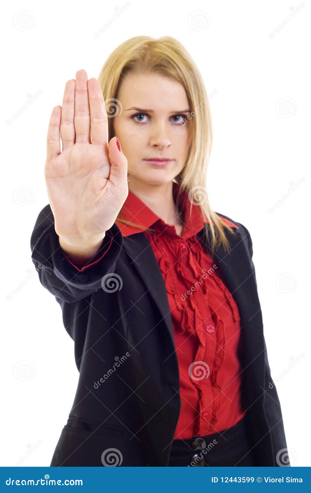 Businesswoman saying stop stock image. Image of female - 12443599