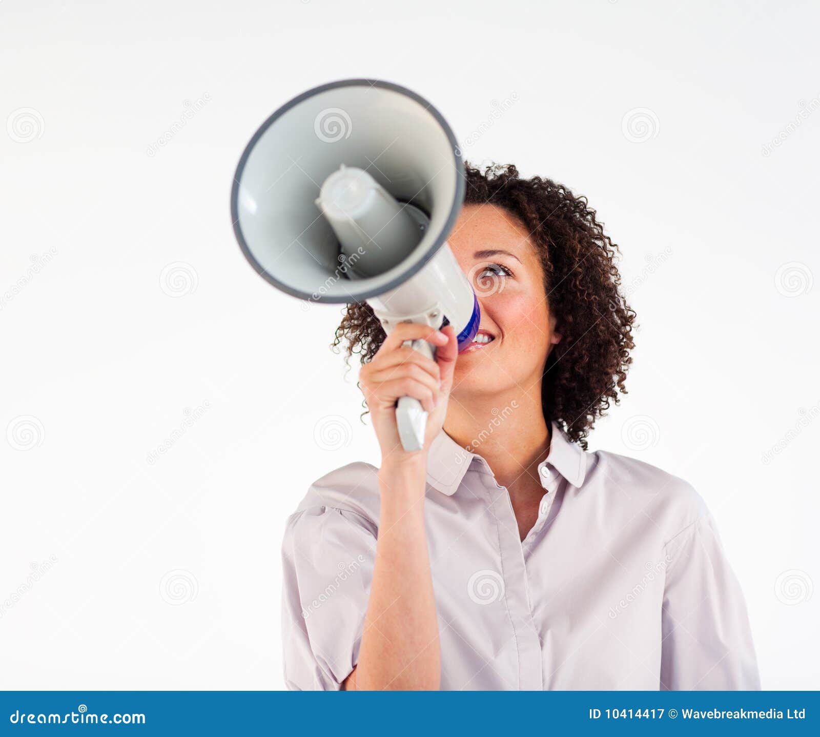 Businesswoman Shouting through Megaphone Stock Image - Image of concept ...