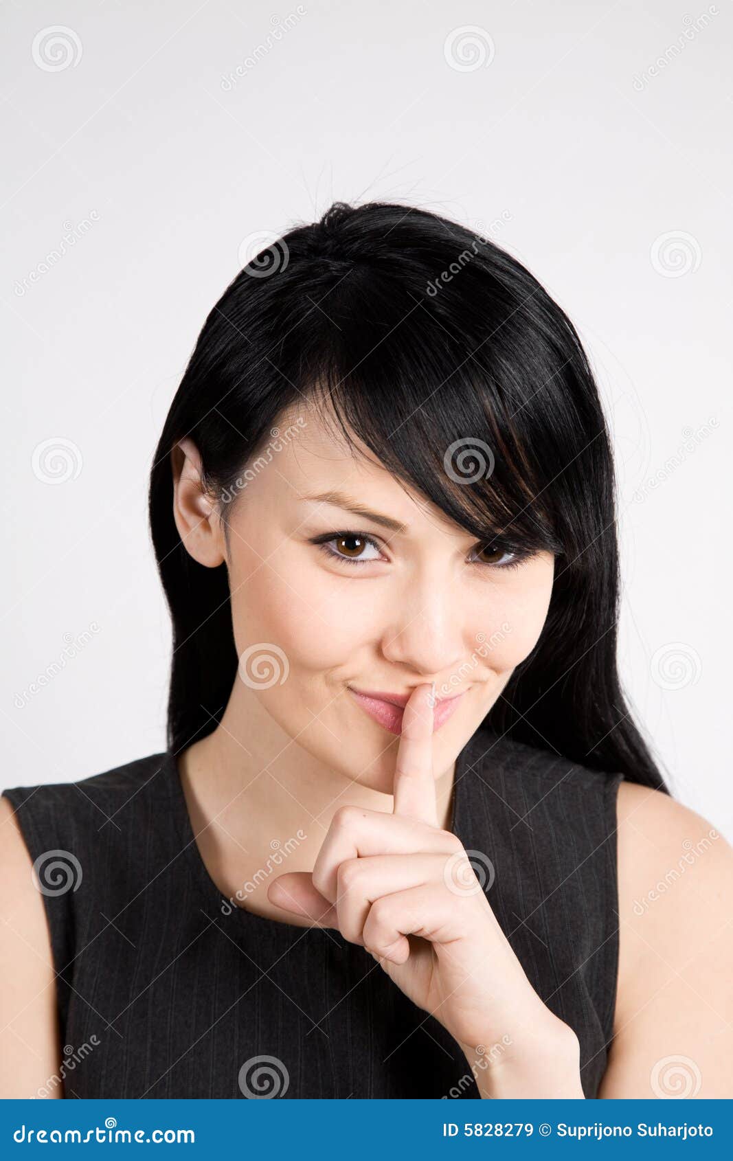 Businesswoman shushing stock image. Image of native, cheerful - 5828279